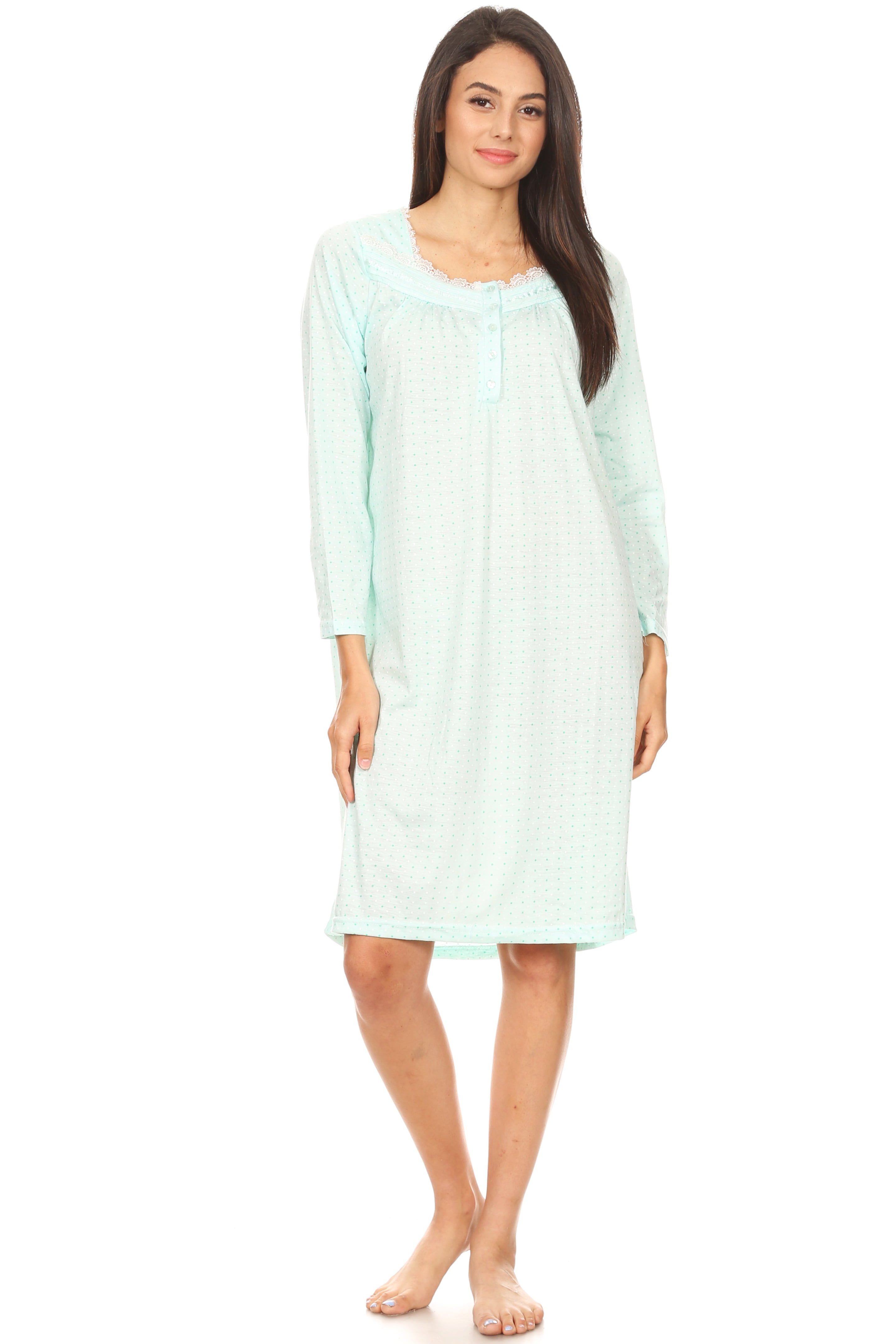 Lati Fashion Women Nightgown Sleepwear Pajamas Female Long Sleeve Sleep ...