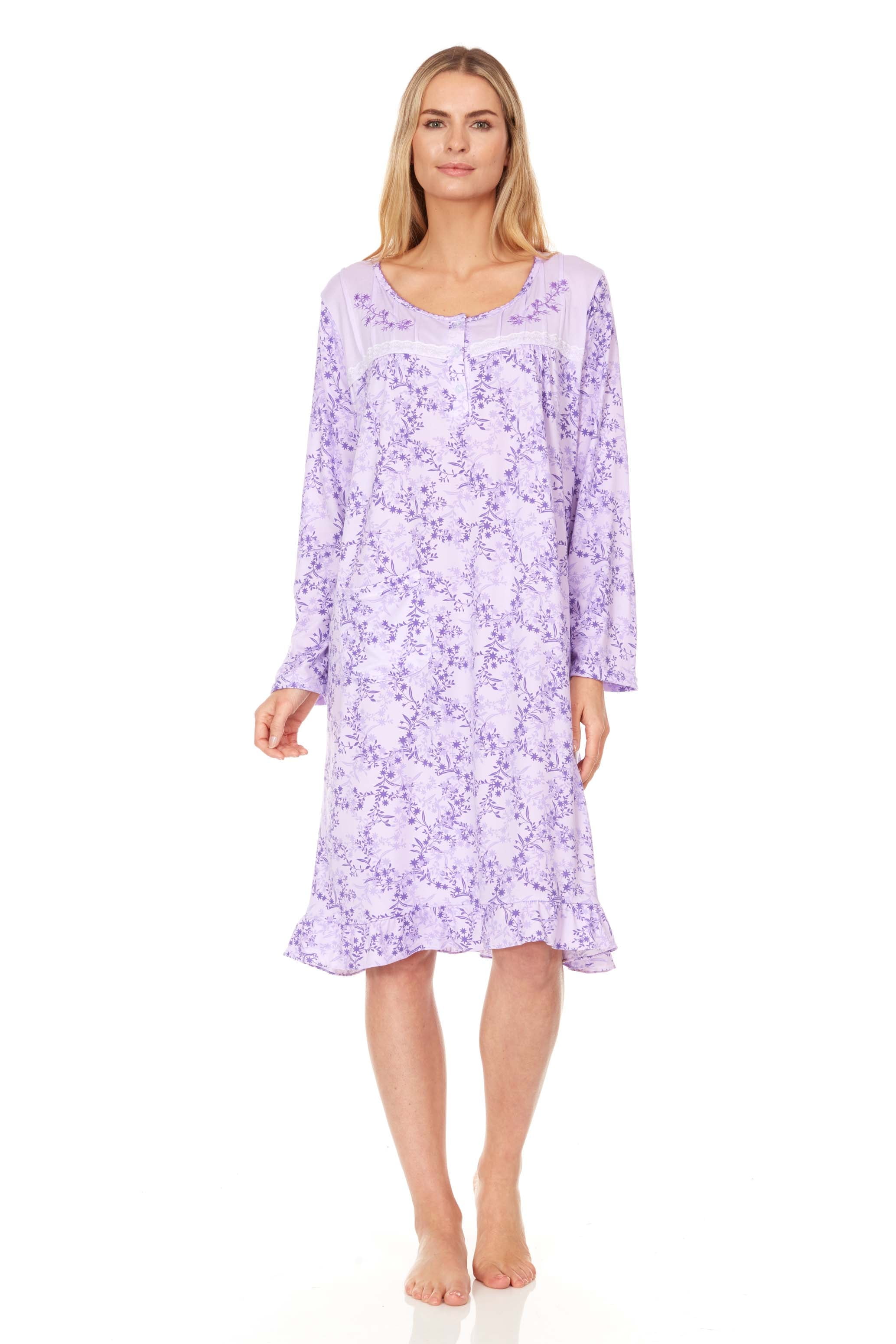 Lati Fashion Women Nightgown Sleepwear Pajamas Female Long Sleeve Sleep ...