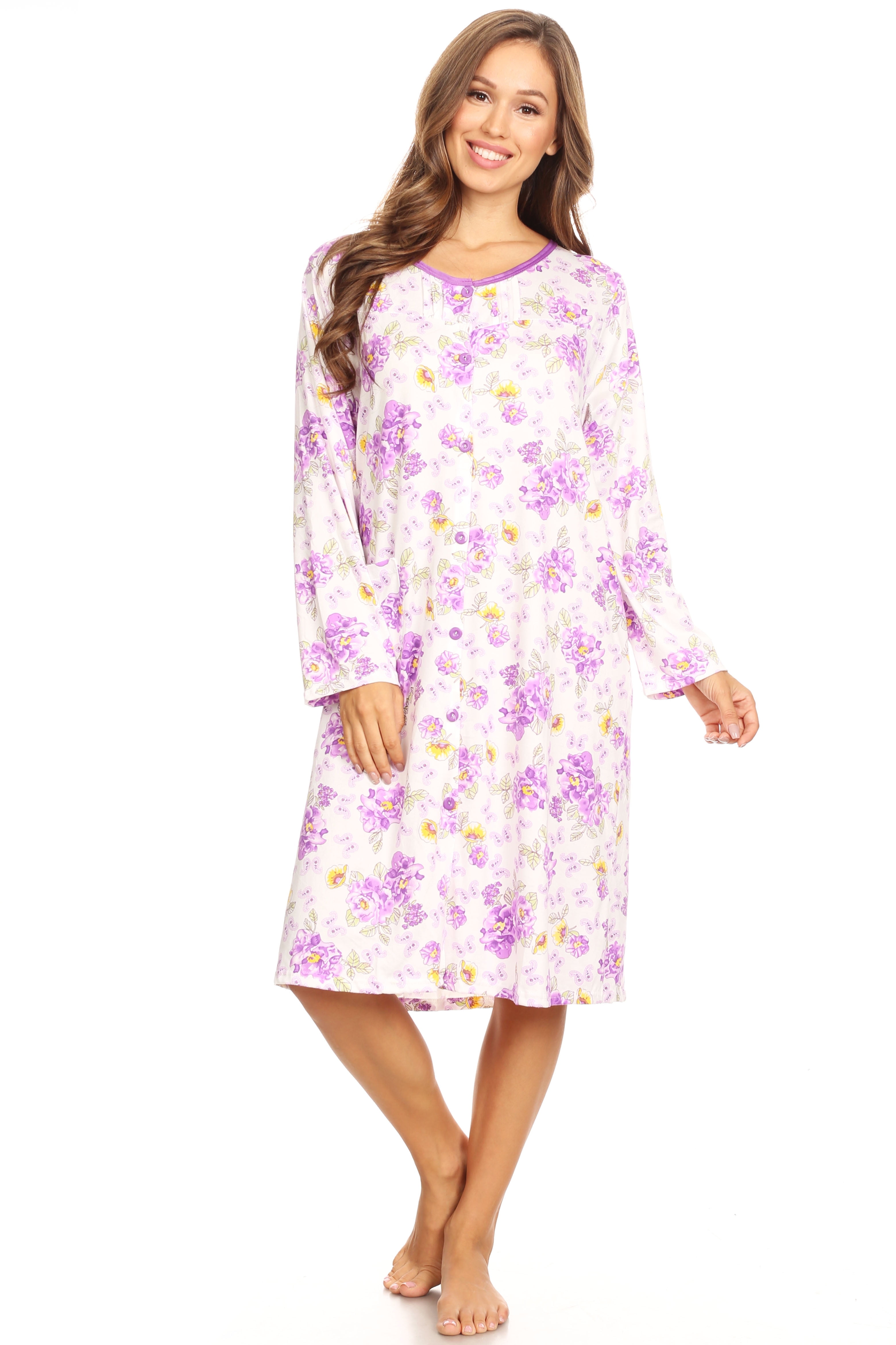 Lati Fashion Women Nightgown Sleepwear Pajamas Female Long Sleeve Sleep ...