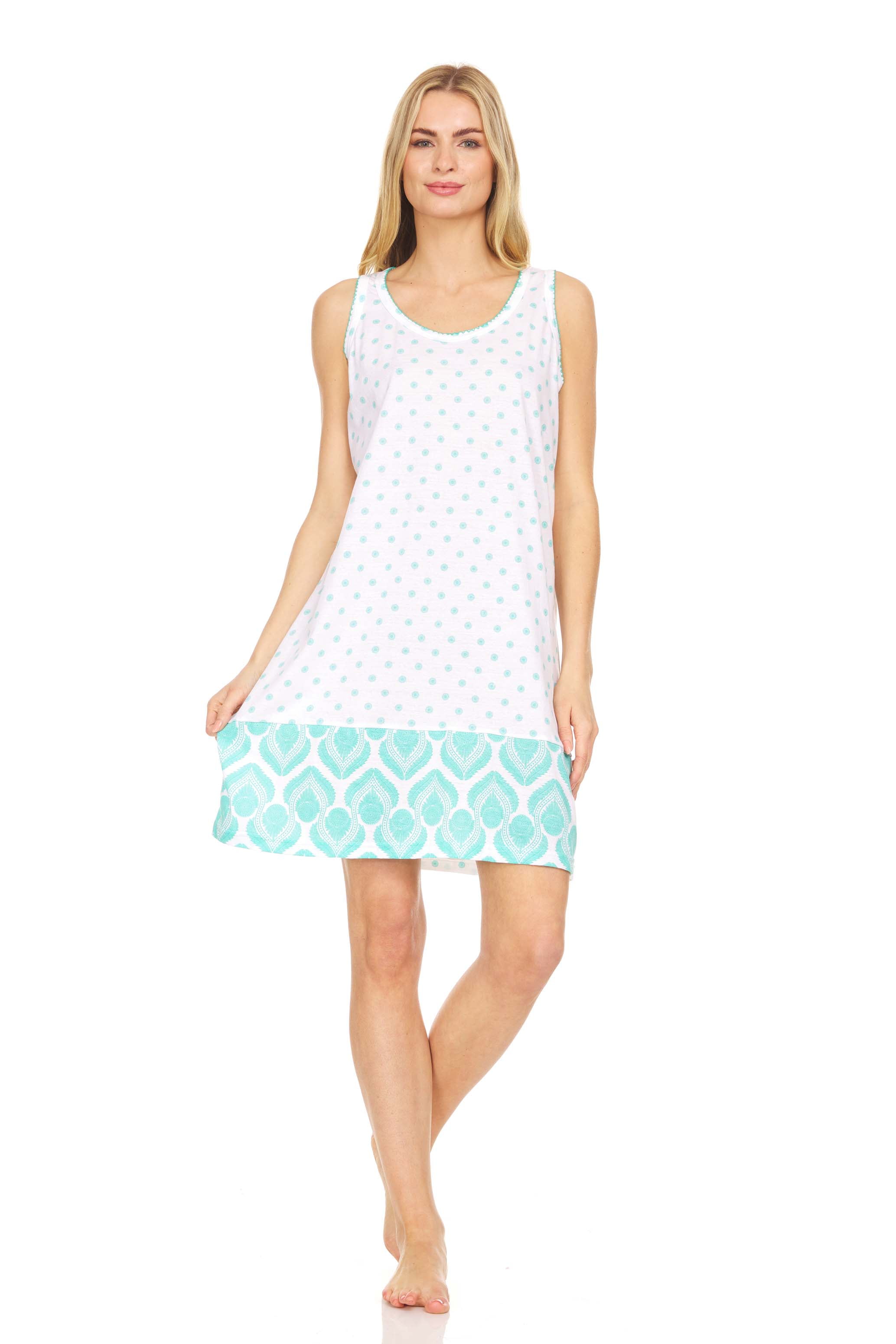 Lati Fashion Women's Lightweight Cotton-Polyester Nightgown, Sleeveless ...