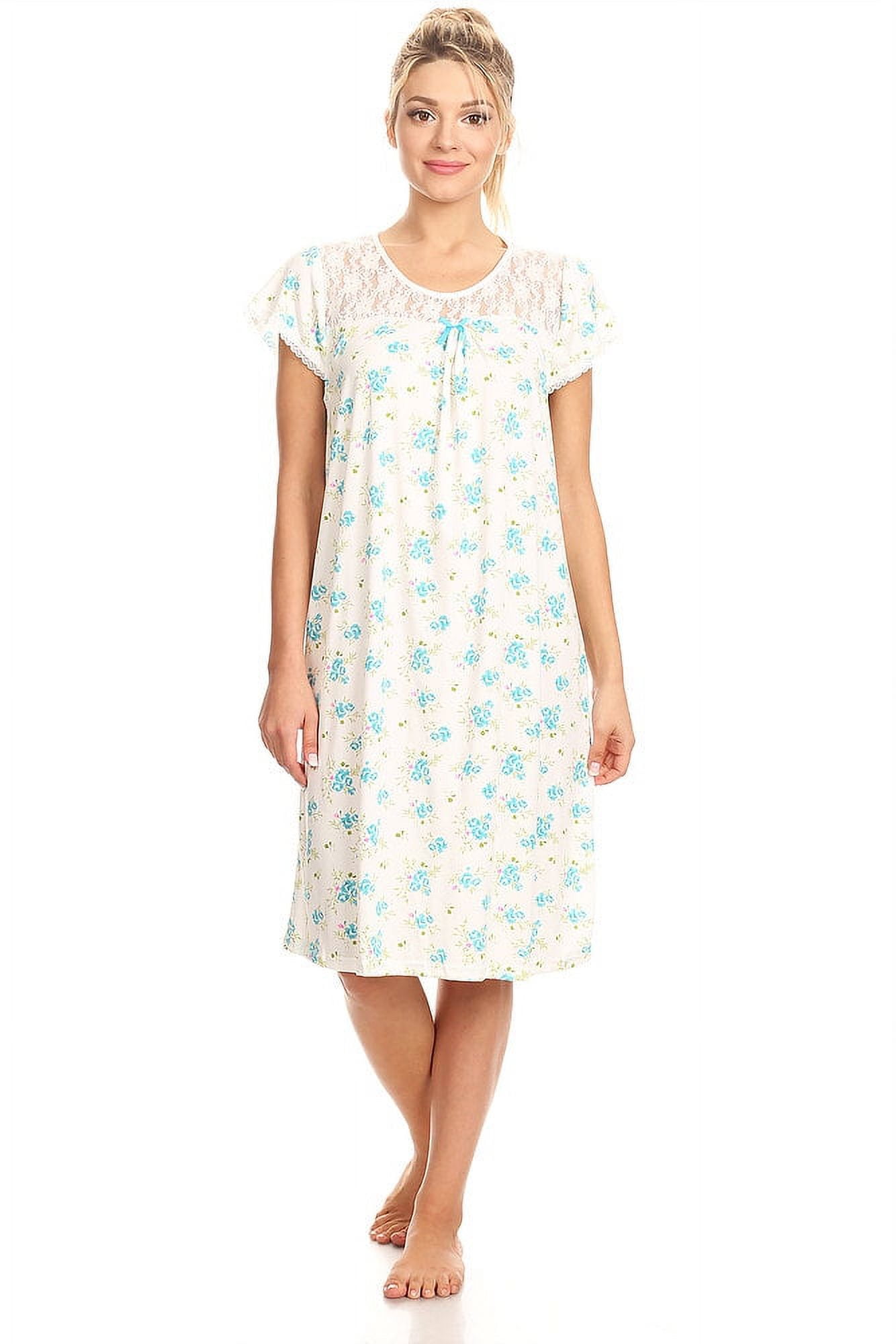 Lati Fashion Women Nightgowns Short Sleeve Female Nightgowns ...