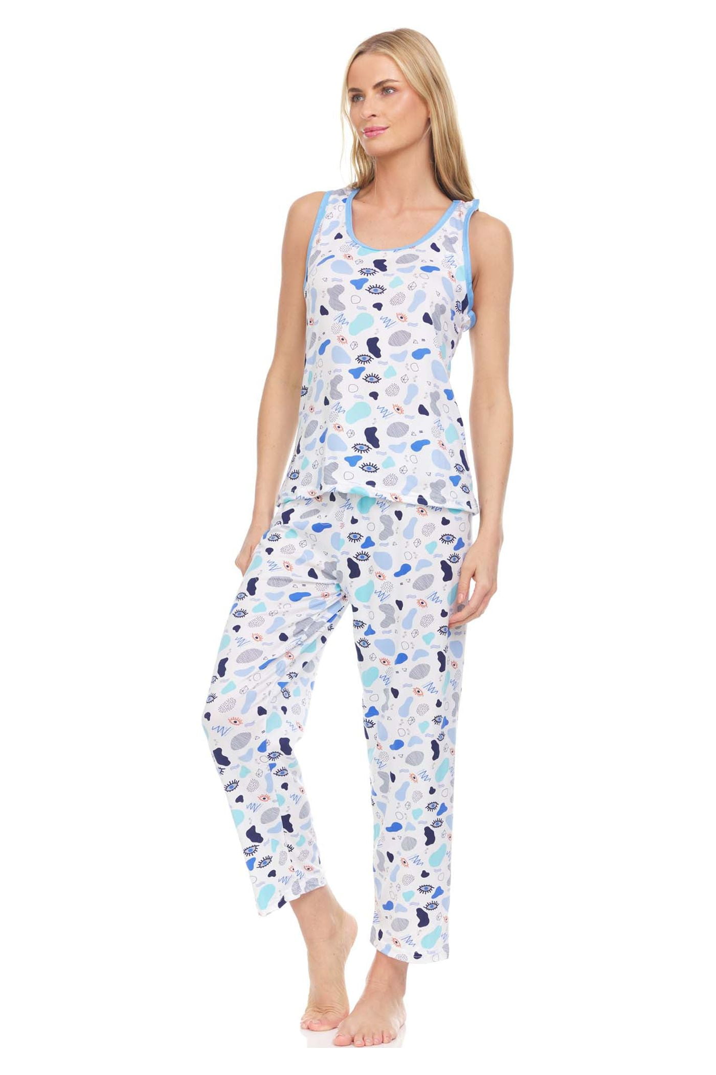 Lati Fashion Women Sleeveless Pajamas Pants Set Female Sleepwear ...