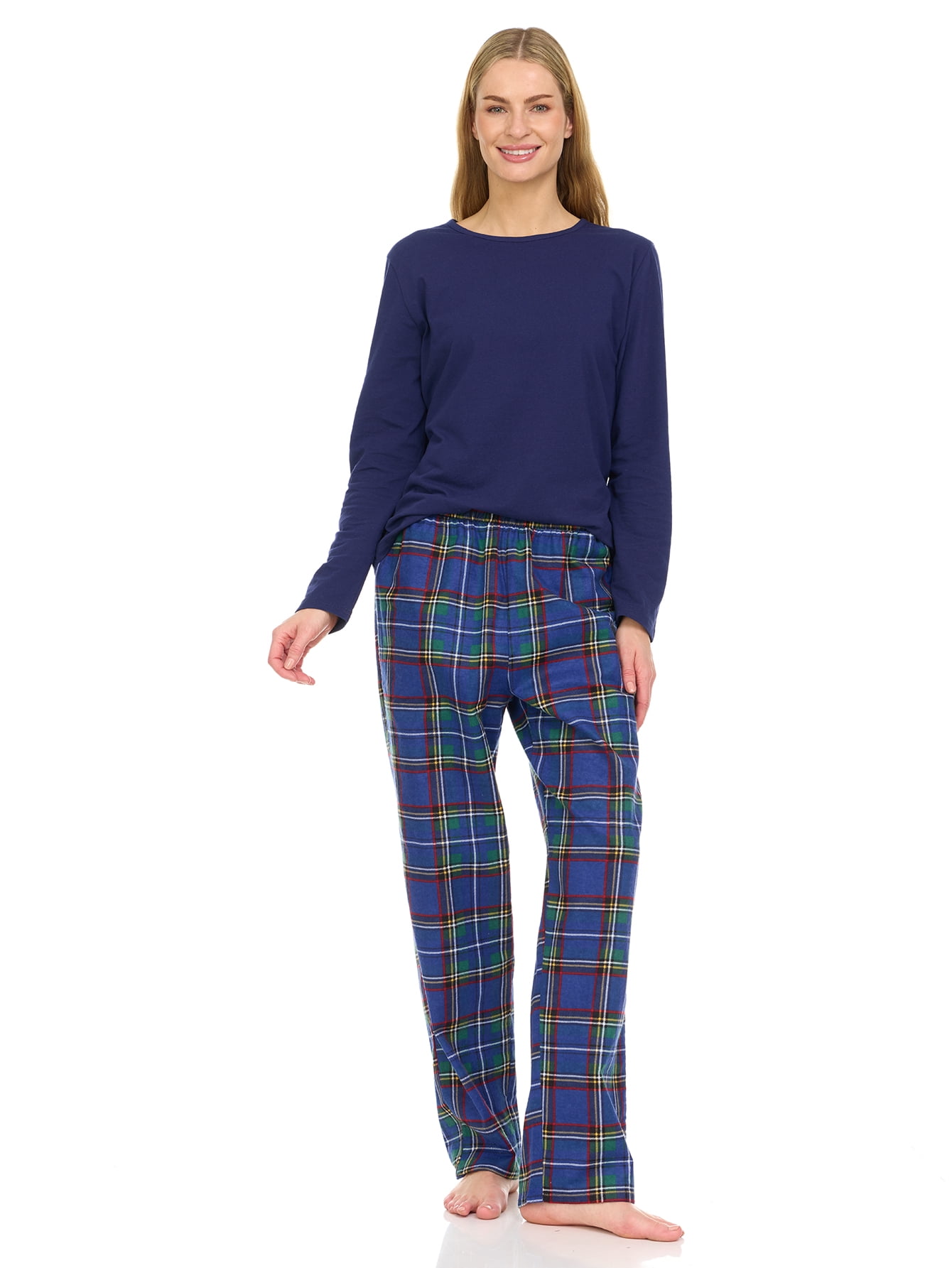 Lati Fashion Women's Long Sleeve Knit Flannel Pajama Set, Female Adult ...