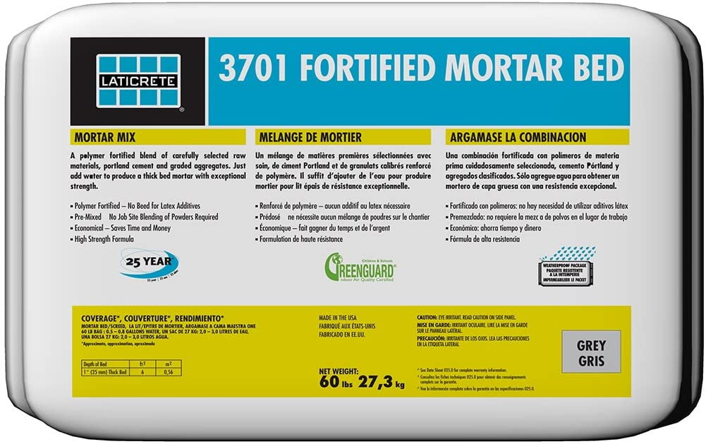 Laticrete 0229-0060-21 Fortified Mortar Bed Grey 60LB, Gray - Walmart.com