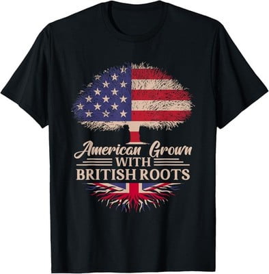 Latimore American Grown British Roots Half American Flag British T ...