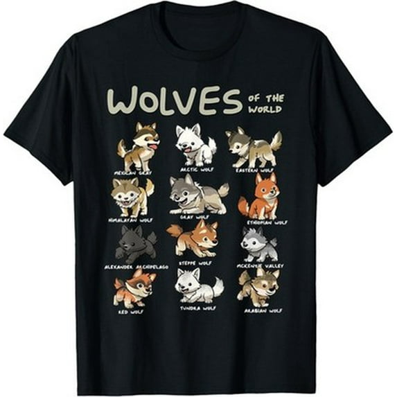Latimore Chibi Wolf Wolves Animals Of The World Wolf Lover T-Shirt All ...