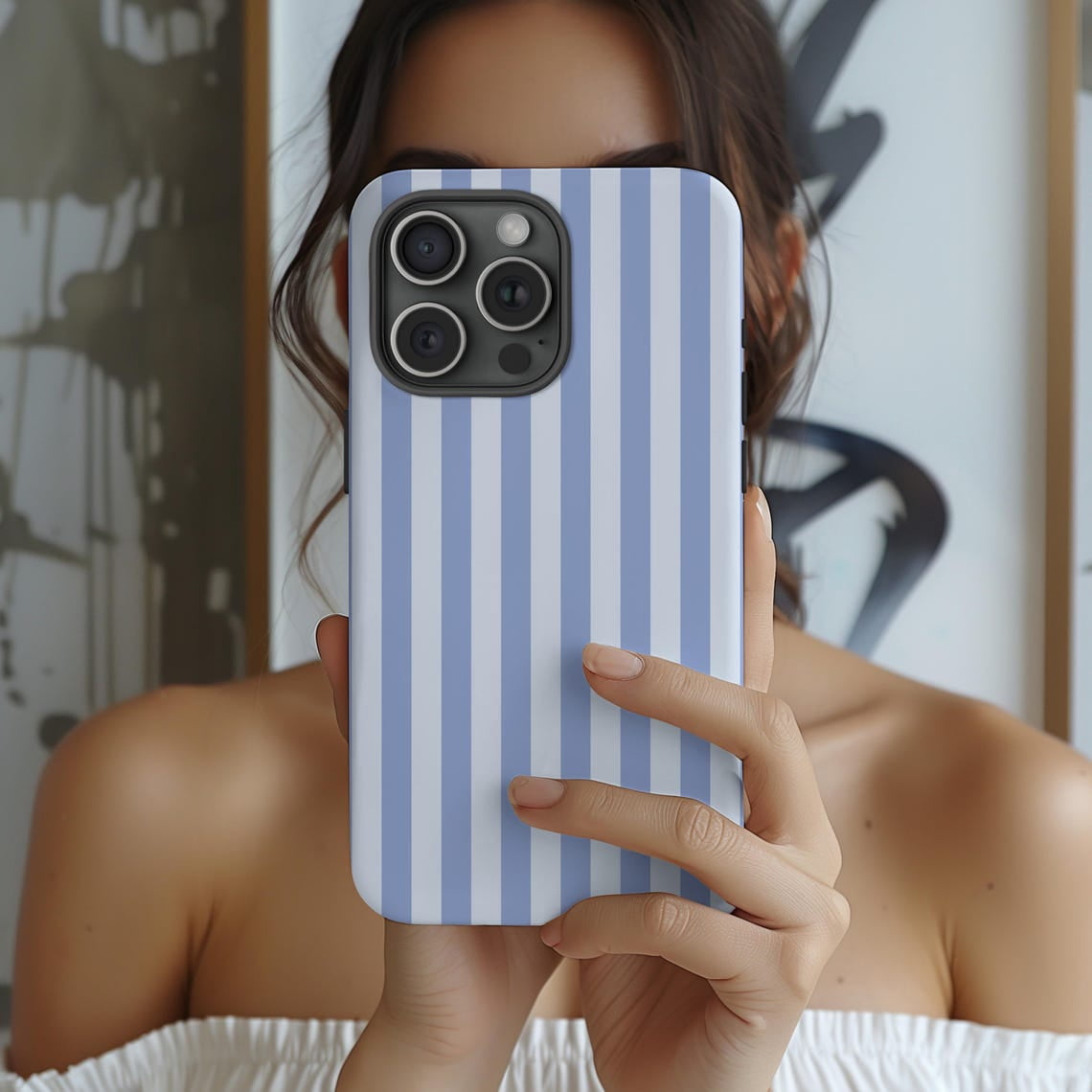Latimore Protective iPhone Case Blue Striped Phone Case Coastal Summer ...