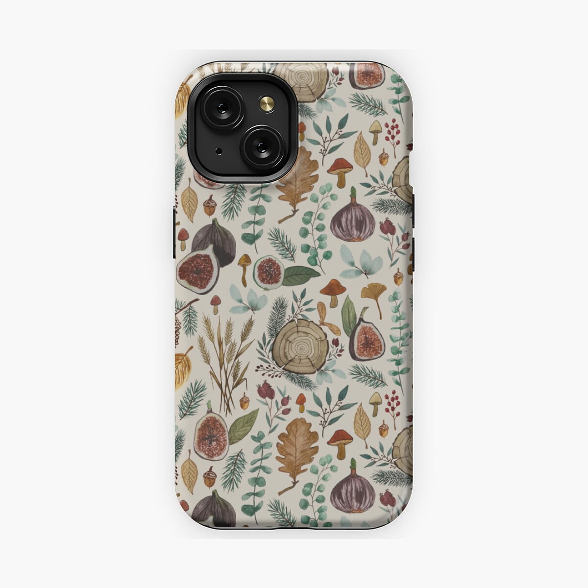 Latimore Protective iPhone Case Figs Mushrooms and Leaves Pattern Phone ...