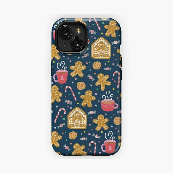 Latimore Protective iPhone Case Gingerbread Sweets and Treats Dark Blue ...