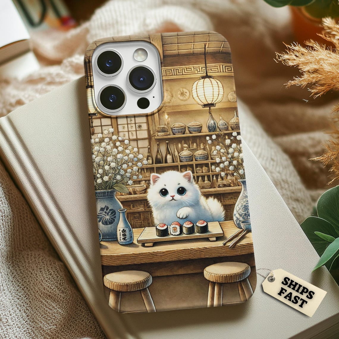 Latimore Protective iPhone Case Japanese Cat Sushi Bar Phone Case with ...