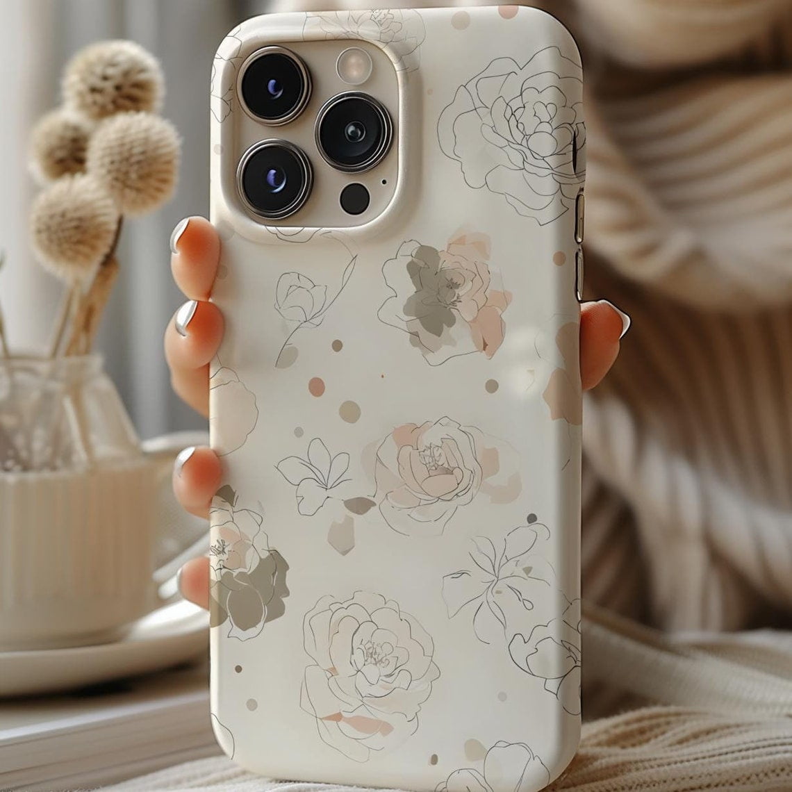 Latimore Protective iPhone Case Minimalist Floral Line Art Phone Case ...