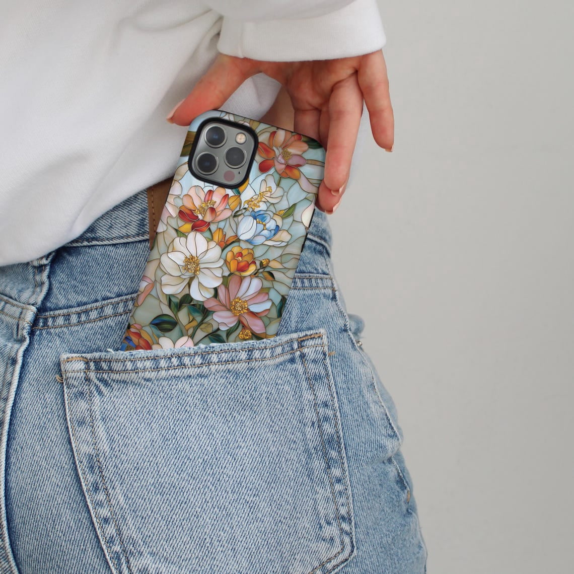 Latimore Protective iPhone Case Pastel Stained Glass Flower Phone Case ...