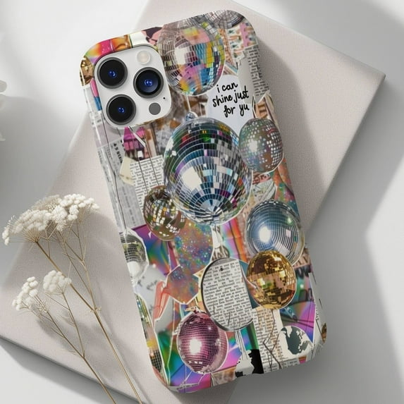 Latimore Protective iPhone Case Retro Disco Collage Phone Case, Funky Ball Inspired Cowgirl ...