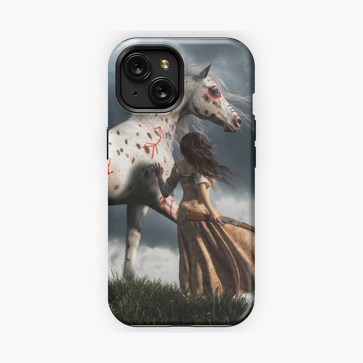 Latimore Protective iPhone Case Wild West Woman and War Horse Storm ...