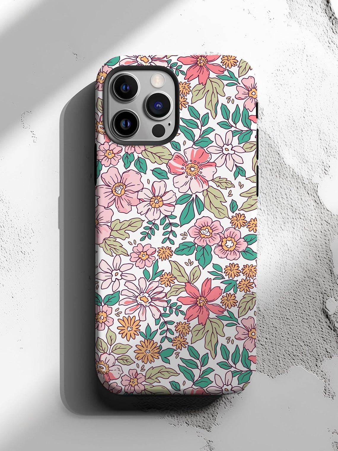 Latimore Protective iPhone Case Wildflower Floral Phone Case with Pink ...