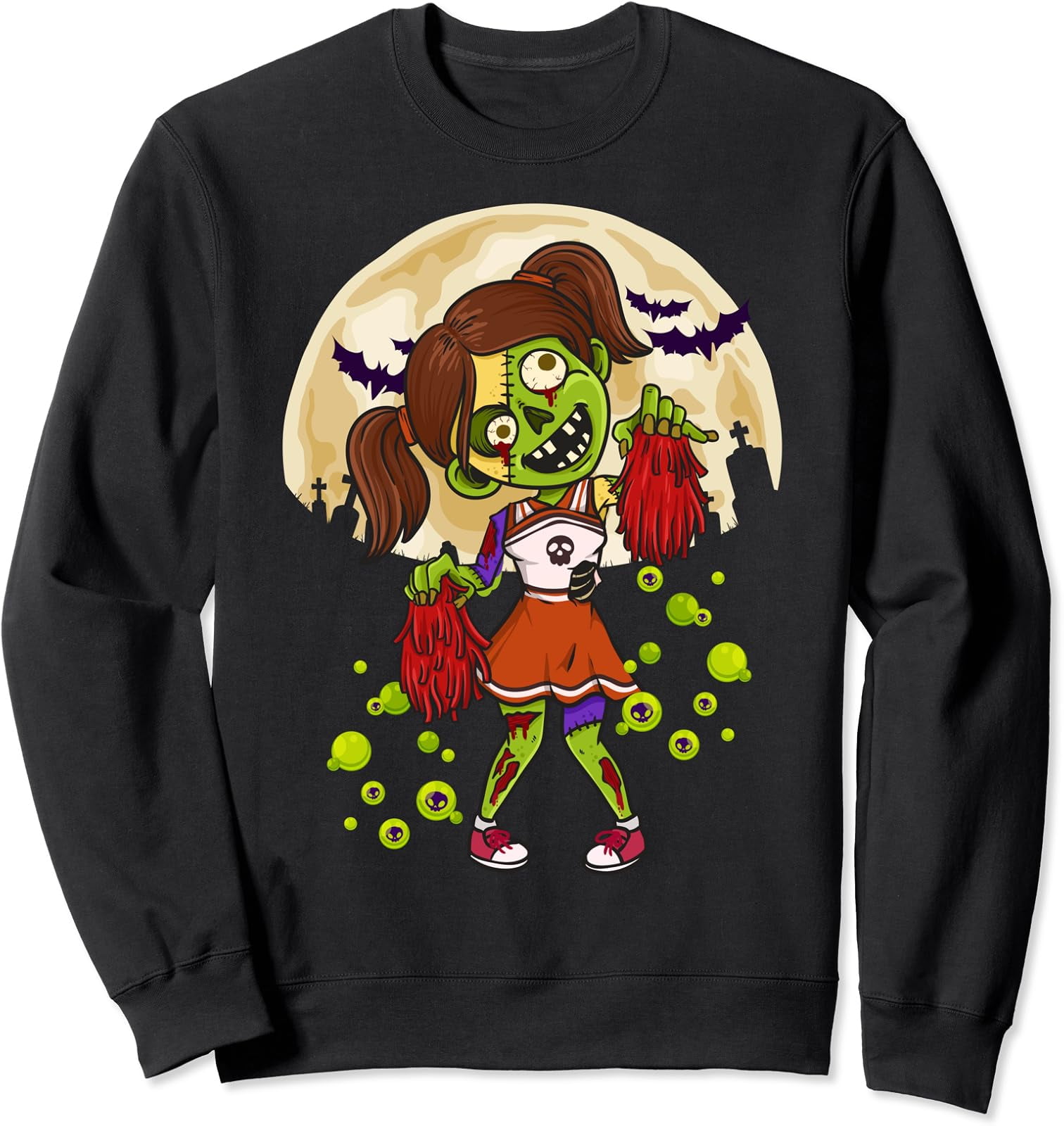 Latimore Spooky Happy Holiday Costume Zombie Cheerleader Sweatshirt All ...