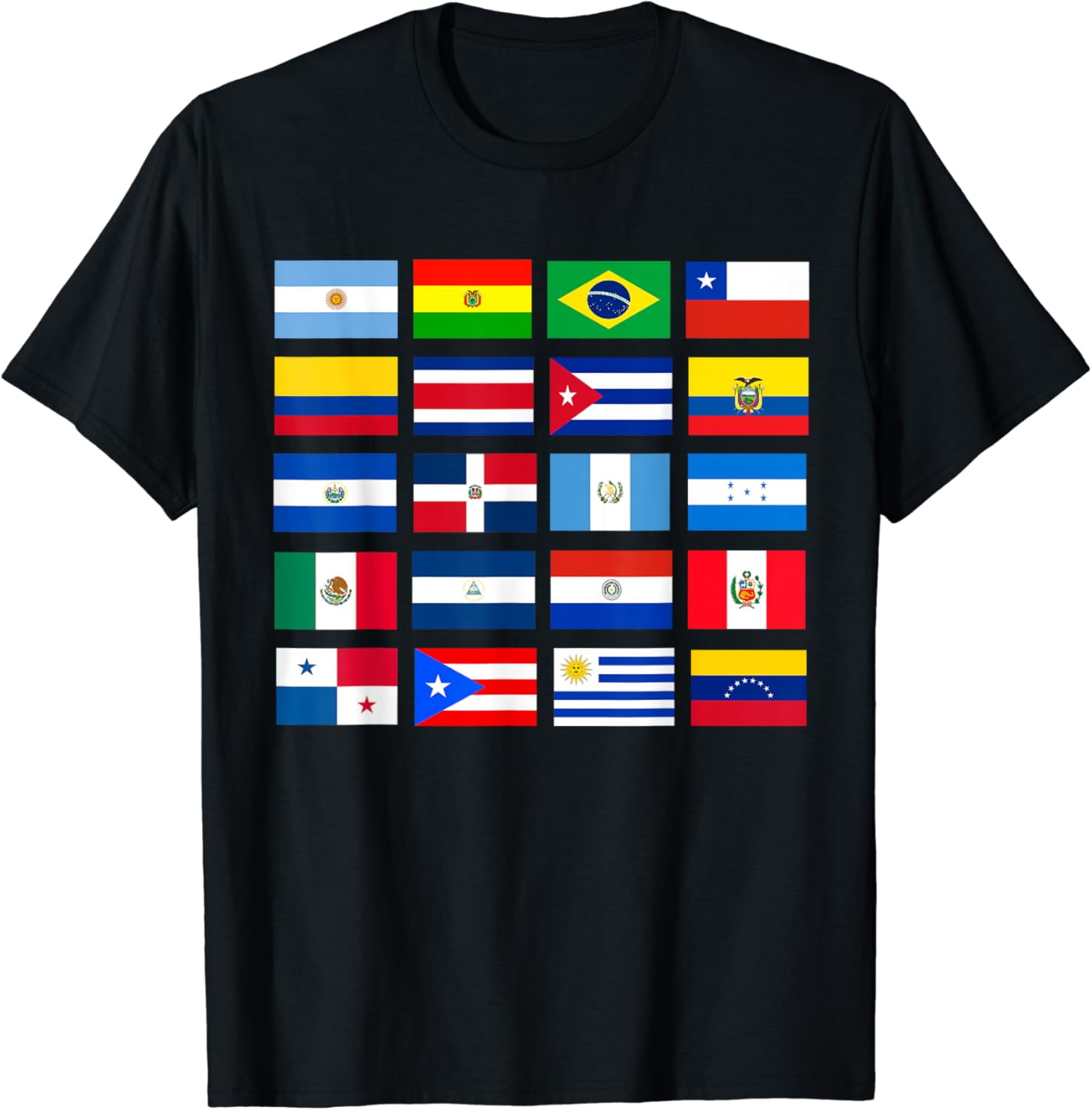 Latin American Flags Hispanic Heritage Month Cotton T-Shirt - Walmart.com