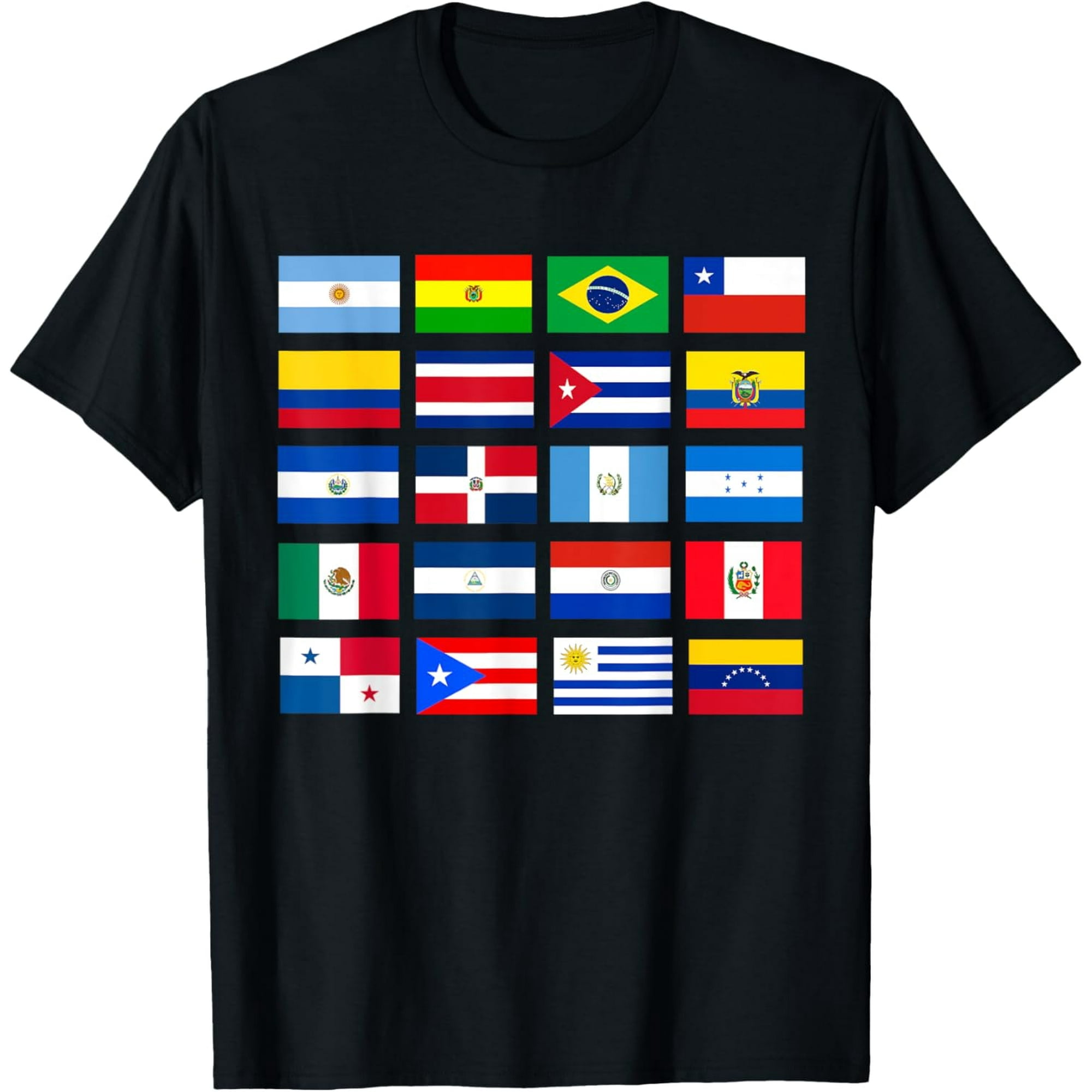 Latin American Flags Pride Block Unisex Short Sleeve Graphic T-Shirt ...