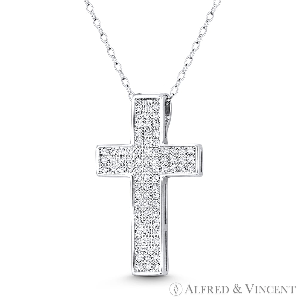 Latin Cross Cubic Zirconia CZ Crystal Pave 29x17mm (1.1x0.7in ...