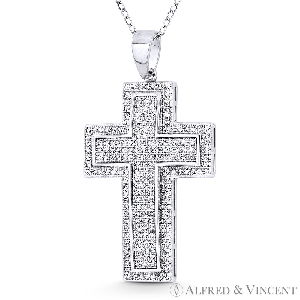 Latin Cross Cubic Zirconia CZ Crystal Pave 43x24mm (1.7x0.9in ...