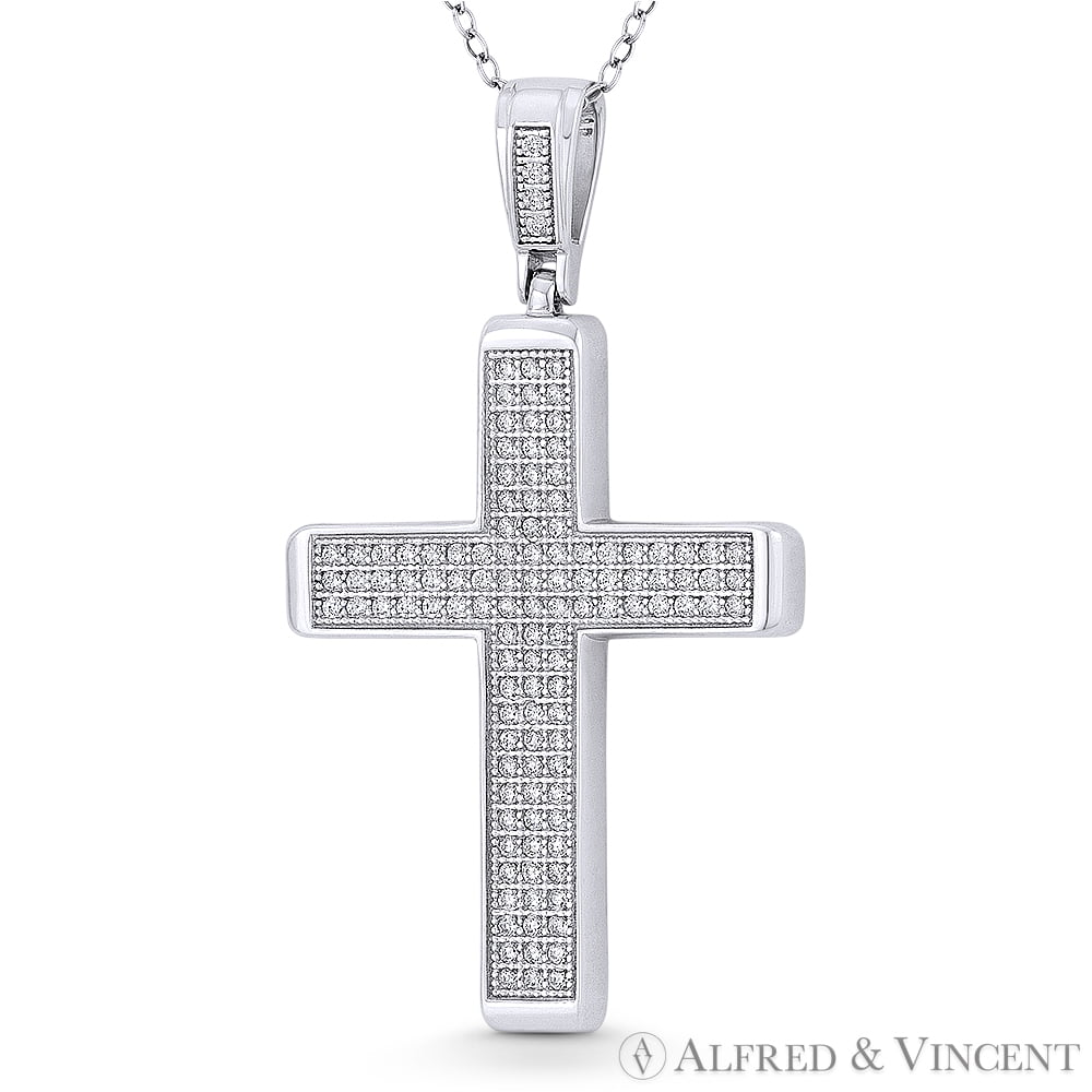 Latin Cross Cubic Zirconia CZ Crystal Pave 50x28mm (2x1.1in) Christian ...