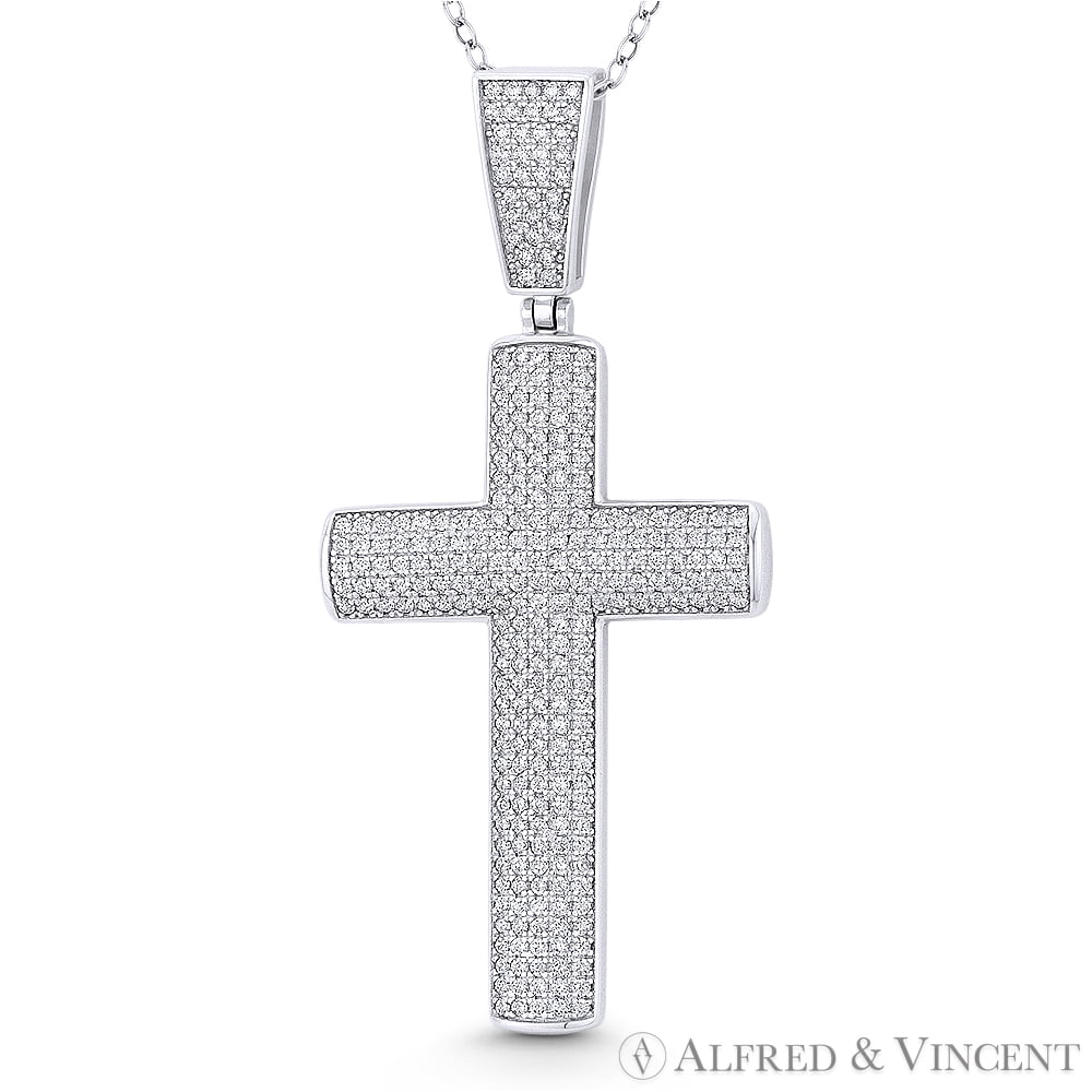 Latin Cross Cubic Zirconia CZ Crystal Pave 54x26mm (2.1x1in) Christian ...