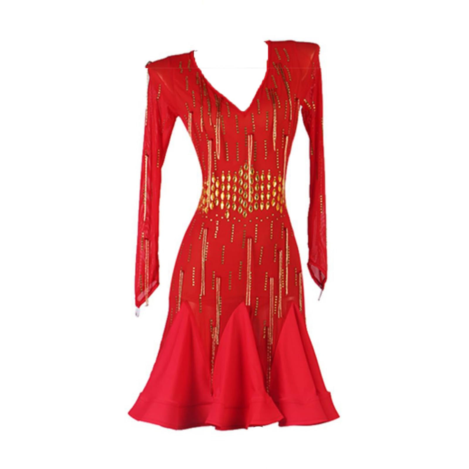 Latin Dance Competition Dress for Women Mesh Ballroom Dance Costume ...
