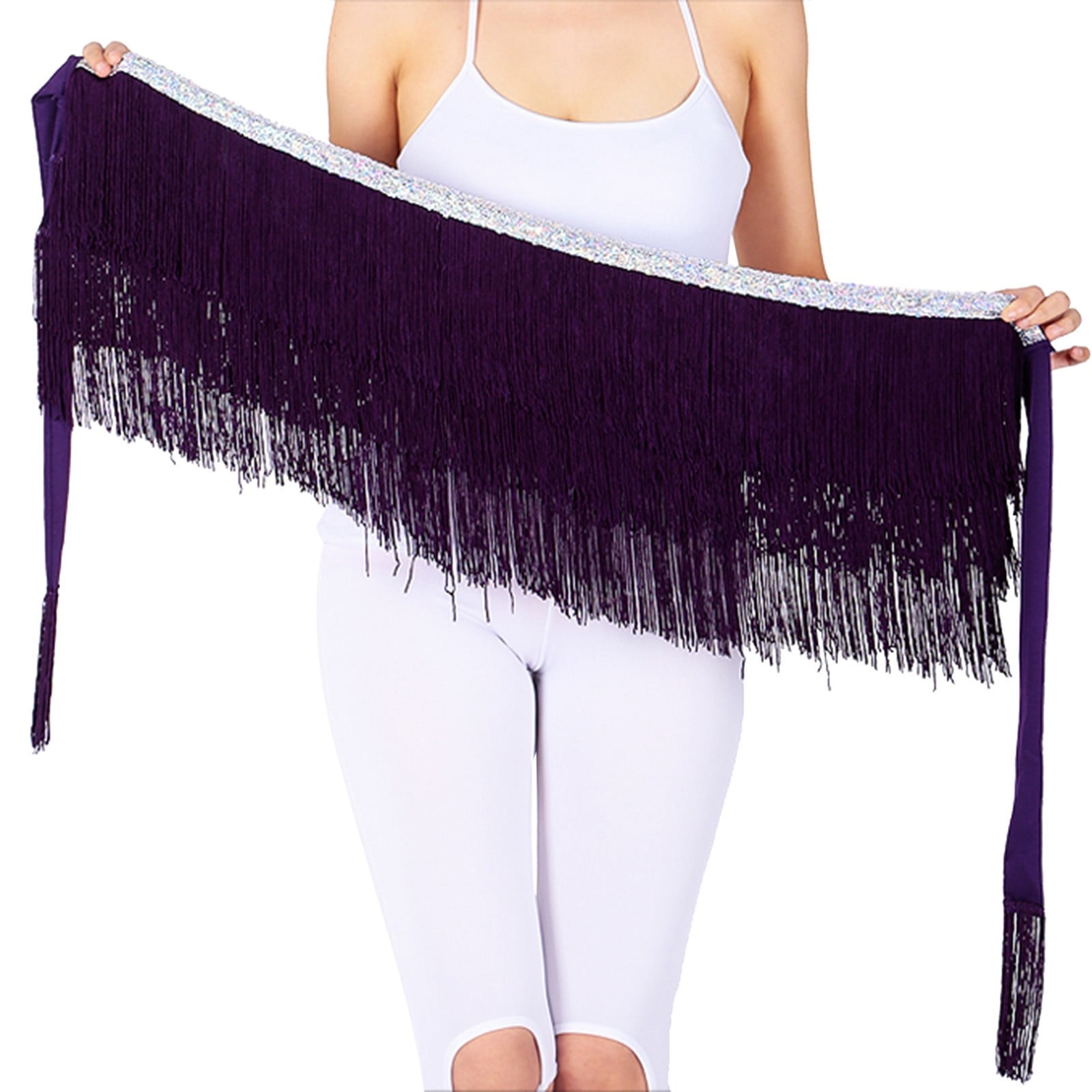 Latin Dance Skirt with Encryption Tassel Waist Towel Wrap Lace Up ...