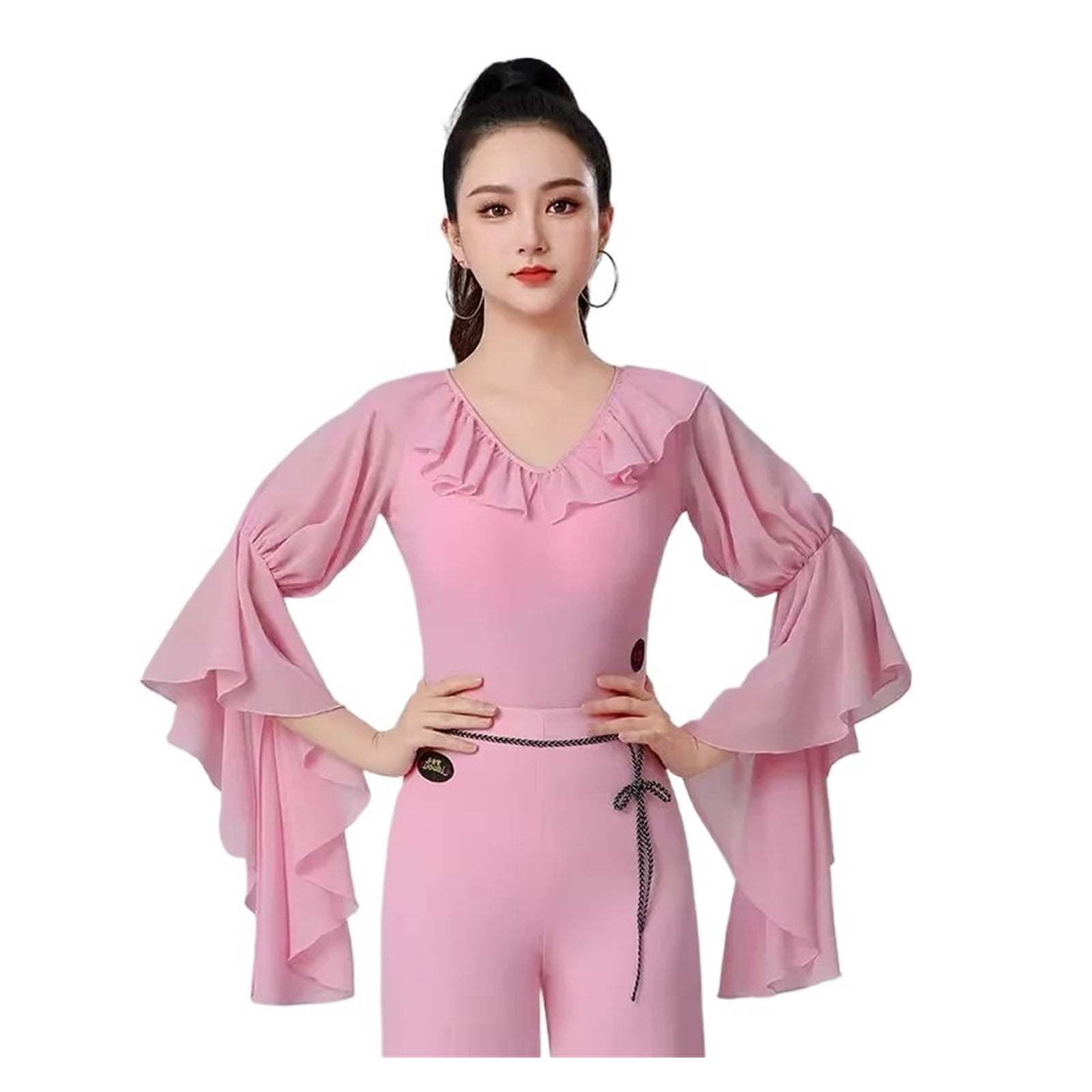 Latin Dance Tops for Women Ballroom Dance Leotard Long Sleeve Salsa ...