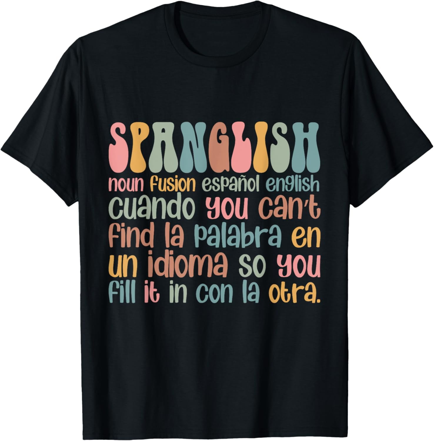 Latin Spanish English Spanglish Noun Definition Hispanic T-Shirt ...