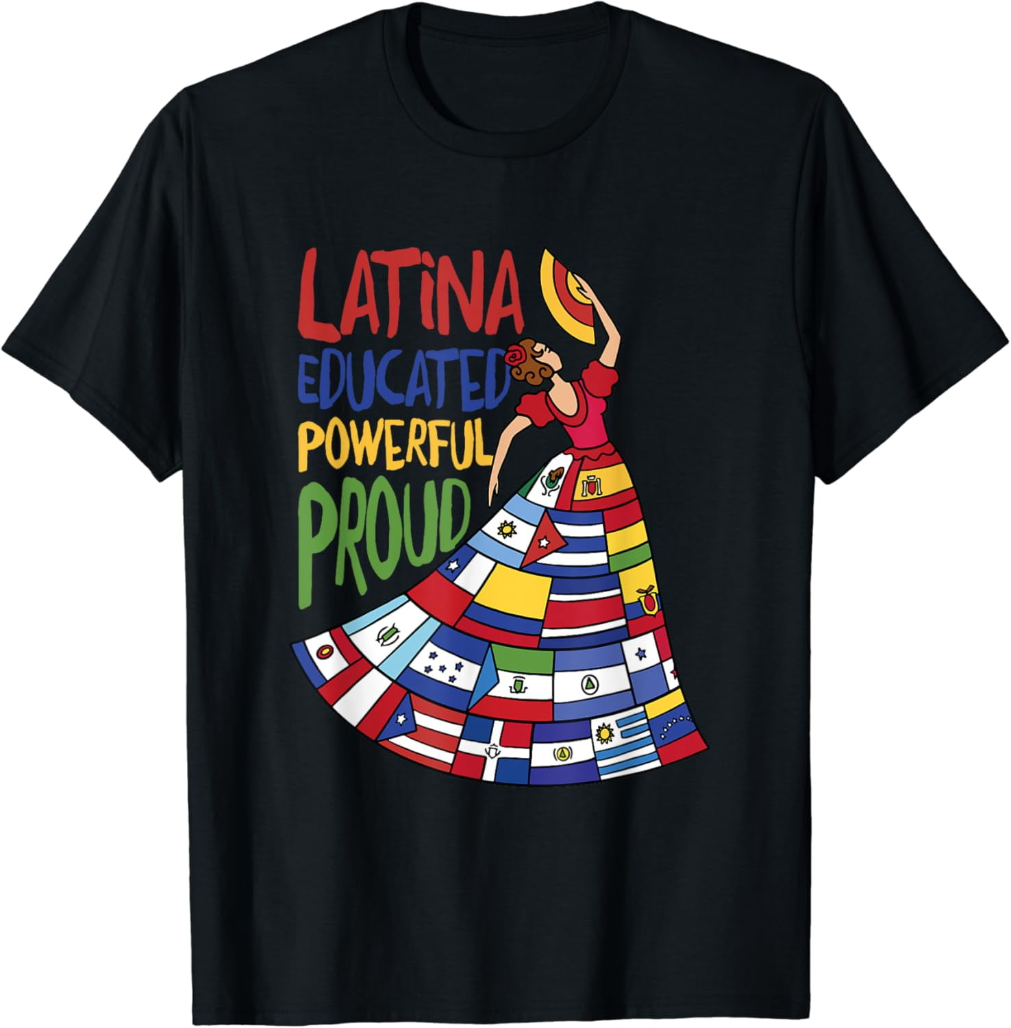 Latina Educated Powerful Proud Empowerment Poderosa Funny Creative Graphic T-Shirt - Walmart.com