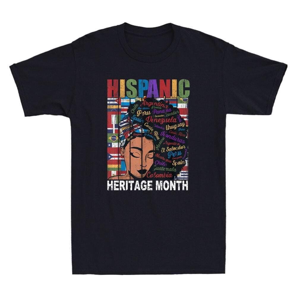 Latina Woman Art Hispanic Heritage Month Latin Country Flags Unisex T ...