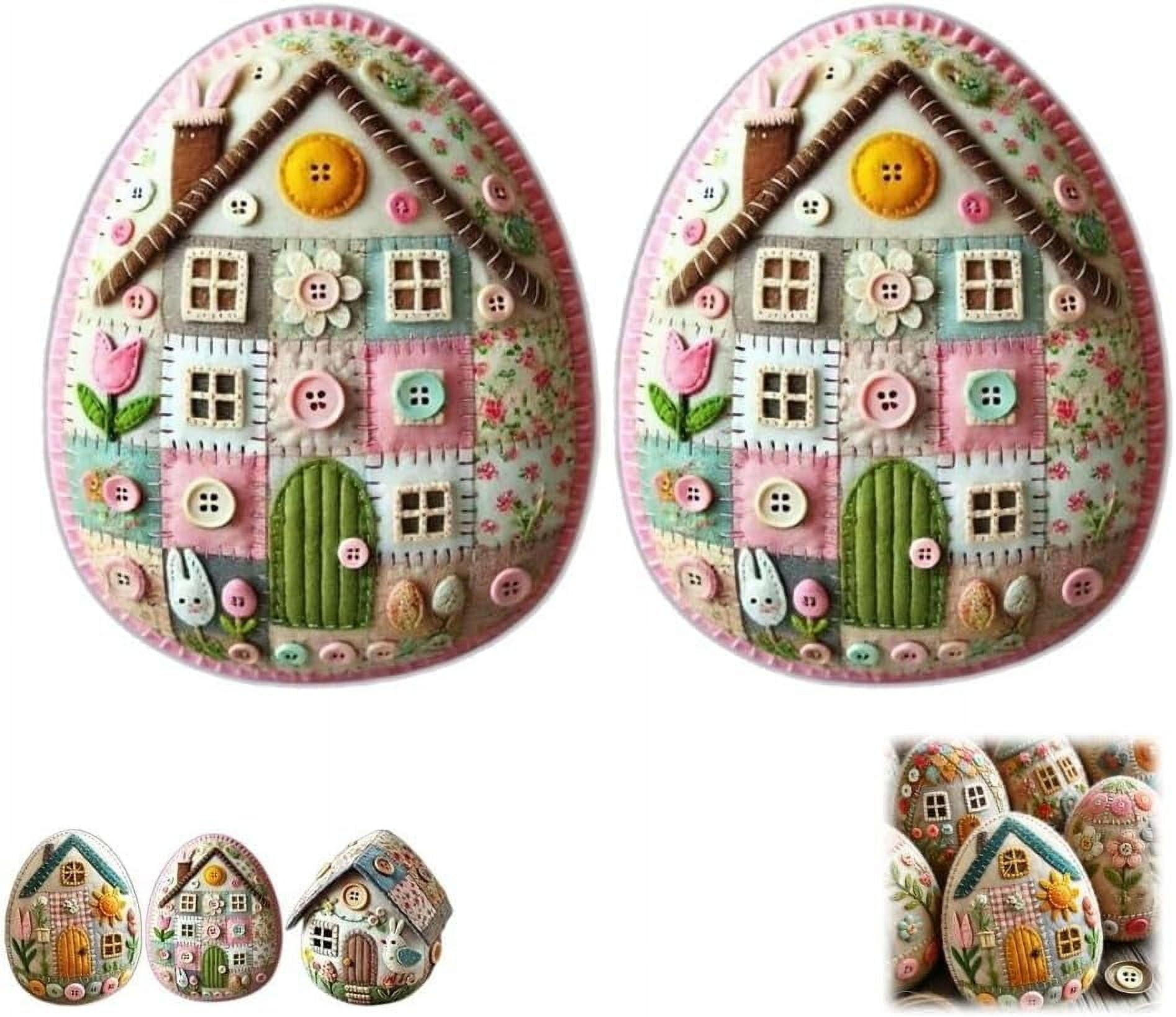 Latopostn Patchwork Felt Egg House DIY Kit, Embroidered Felt Easter Eggs Kit,Handmade ...