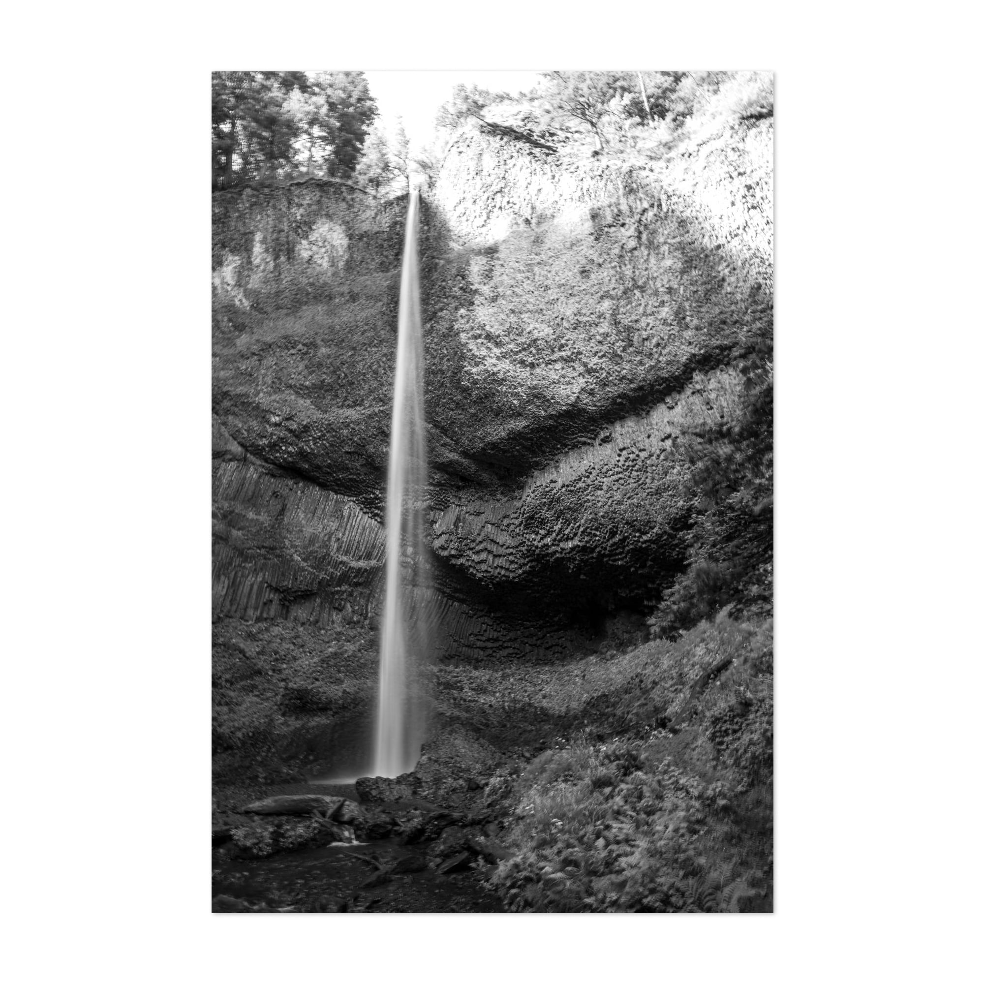 Latourell Falls Cascade - Oregon Photography Waterfall Black and White ...