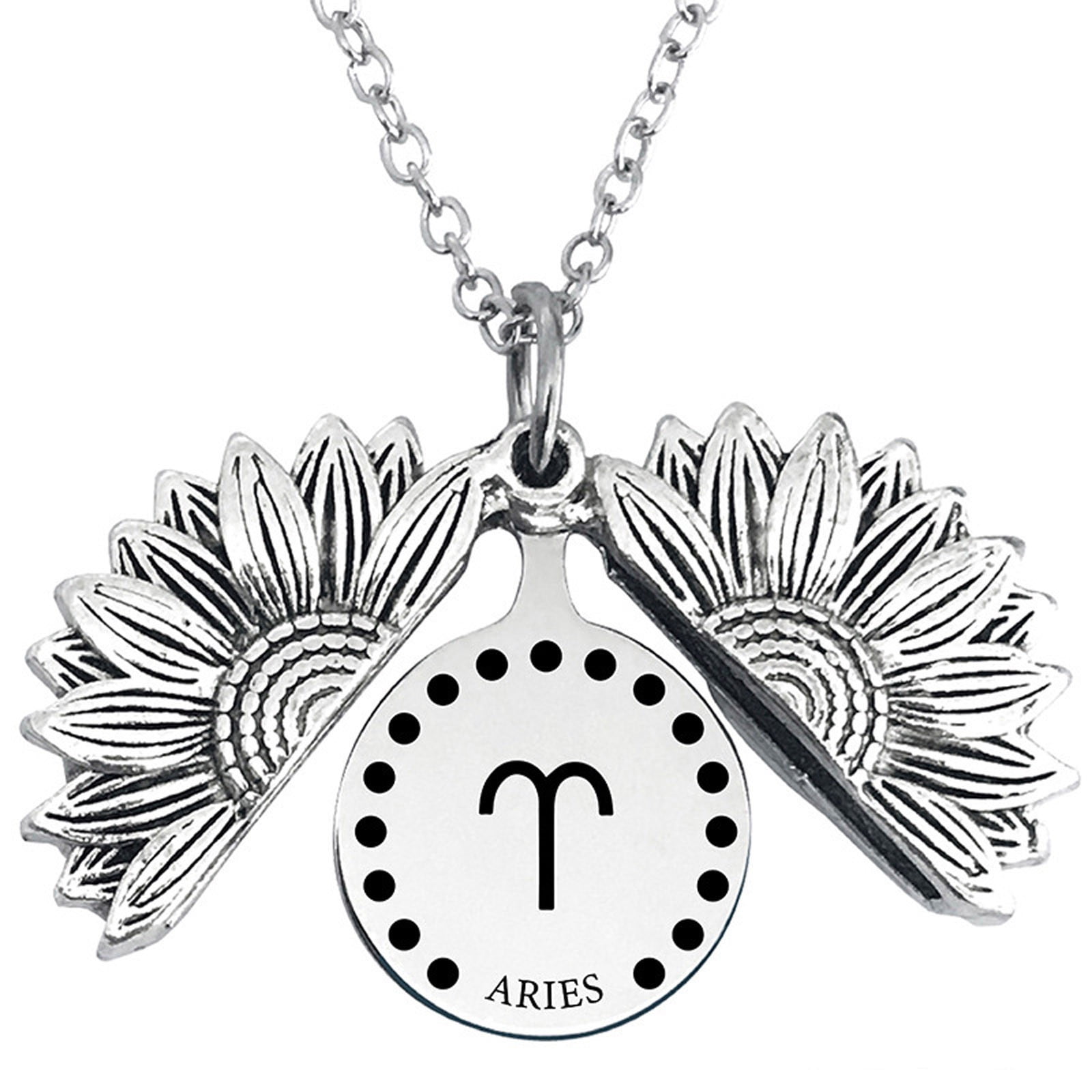 Latrodar 12 Constellation Sunflower Locket Necklace Inspirational ...