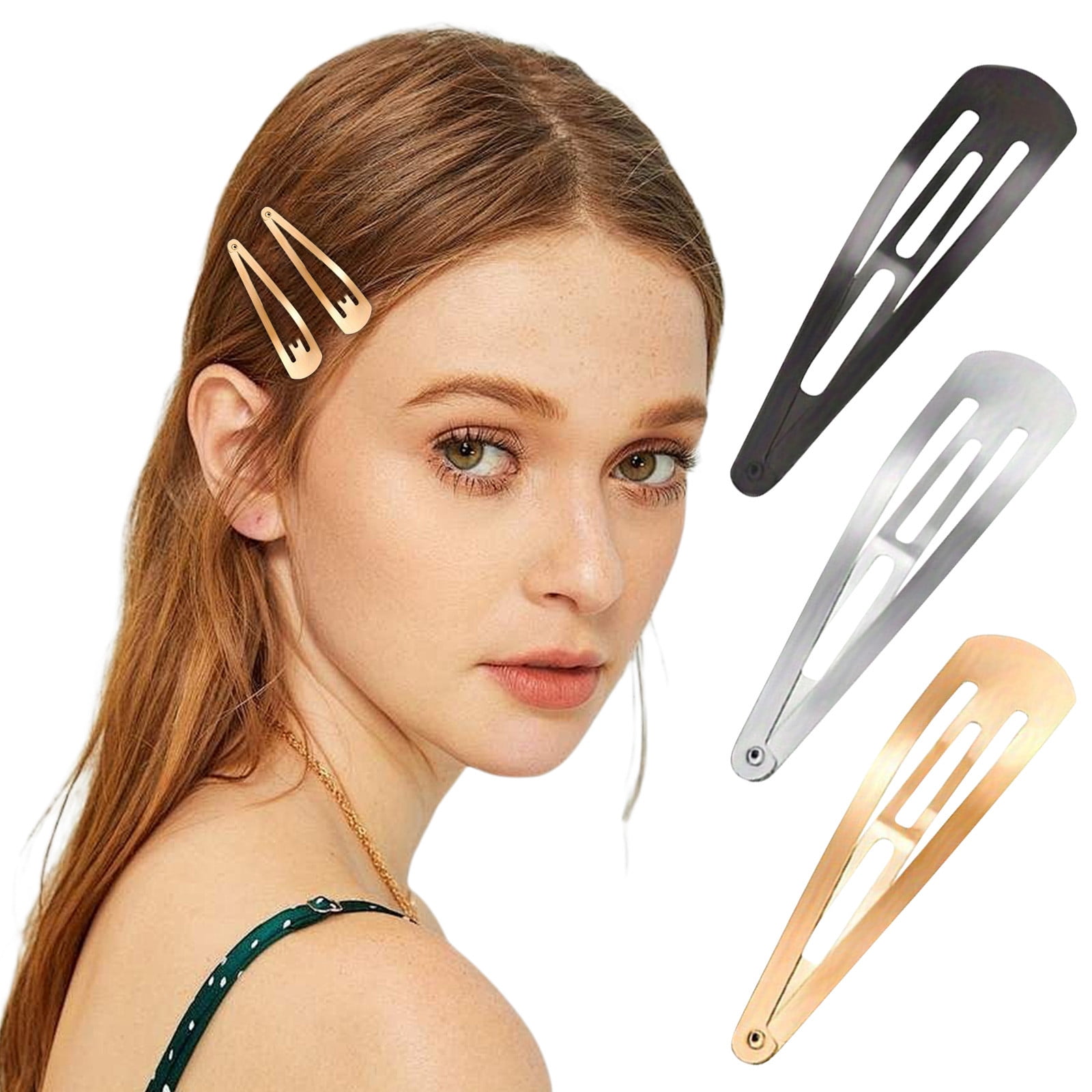 Latrodar 30 Pcs Large Metal Snap Hair Clips No Slip Hair Barrettes ...