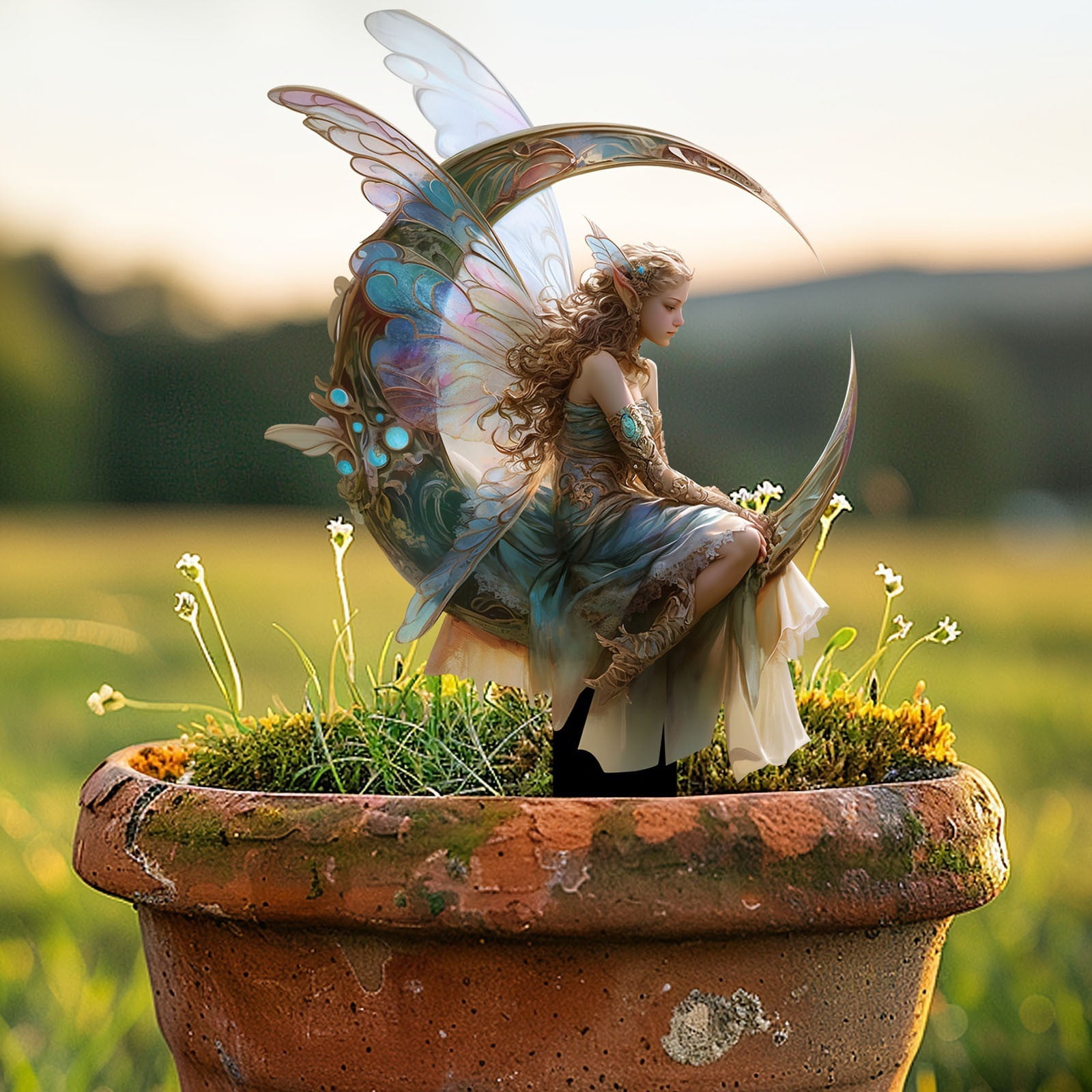 Latrodar Fairy Garden Kit Bohemian Acrylic Garden Pile Yard Decorations ...