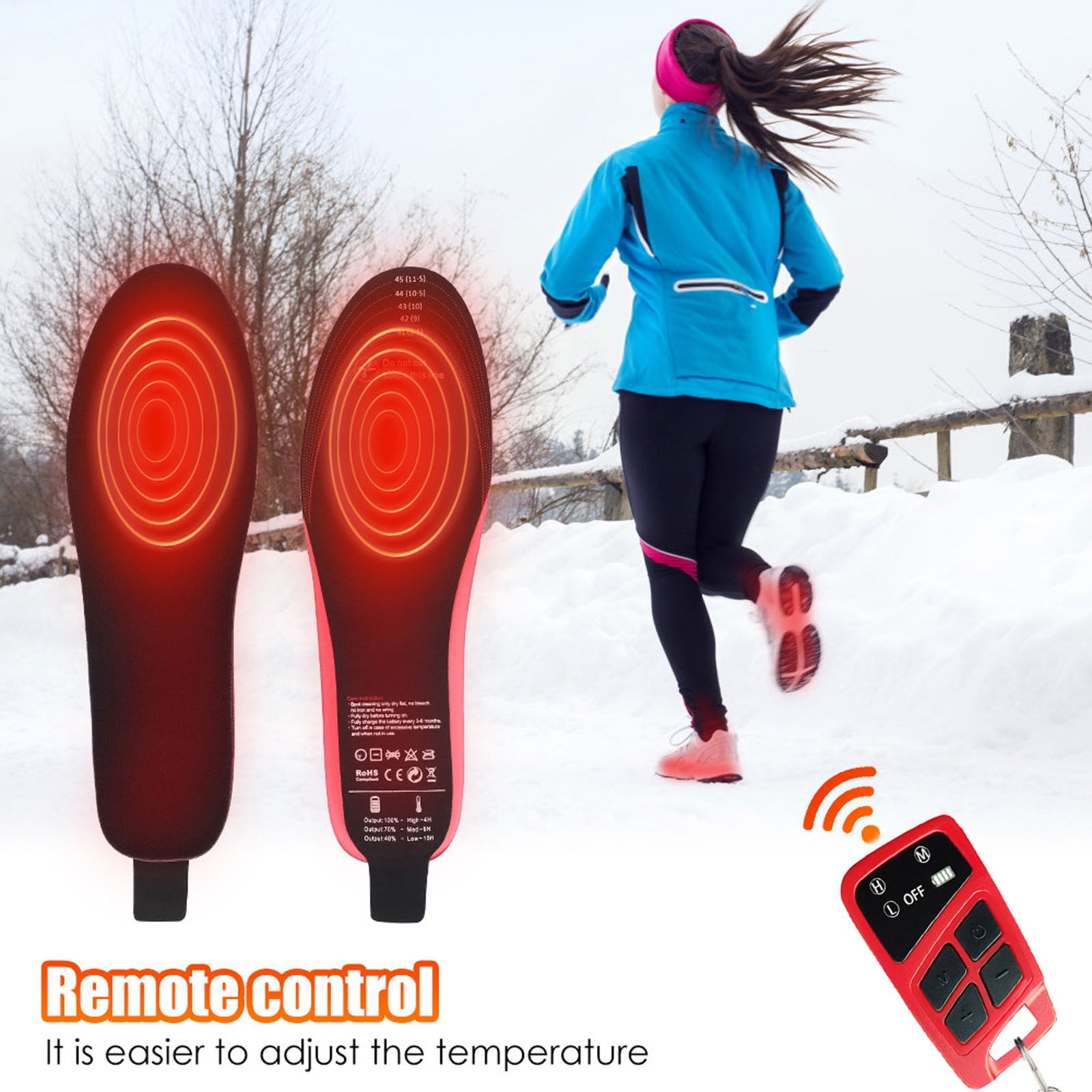 Latrodar Electrical Heated Insoles Rechargeable Heated Insole with ...