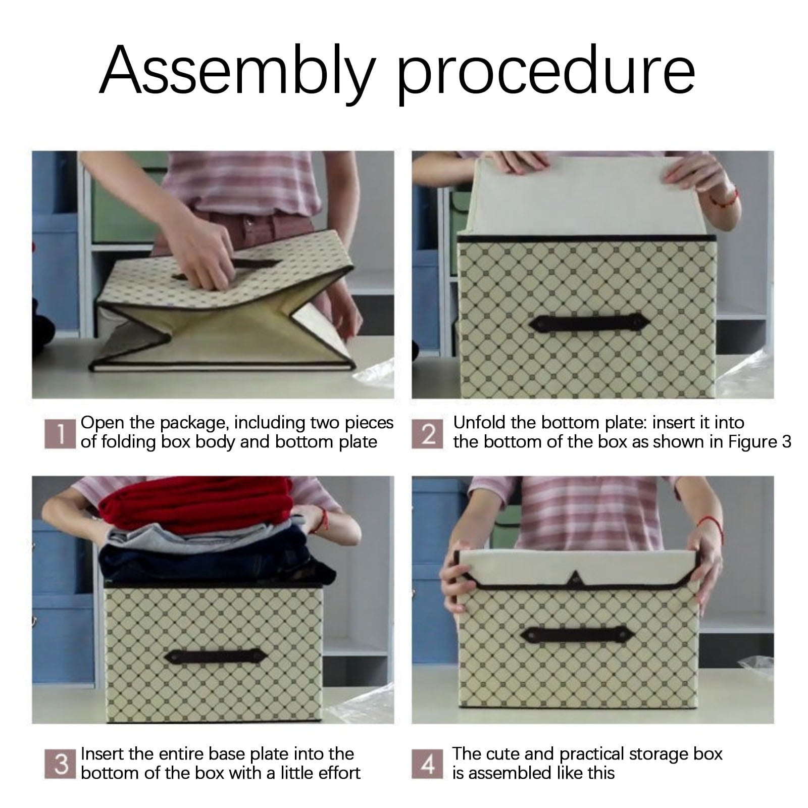 Latrodar Fabric Printing Folding Storage Box ThicKened Non-Woven ...