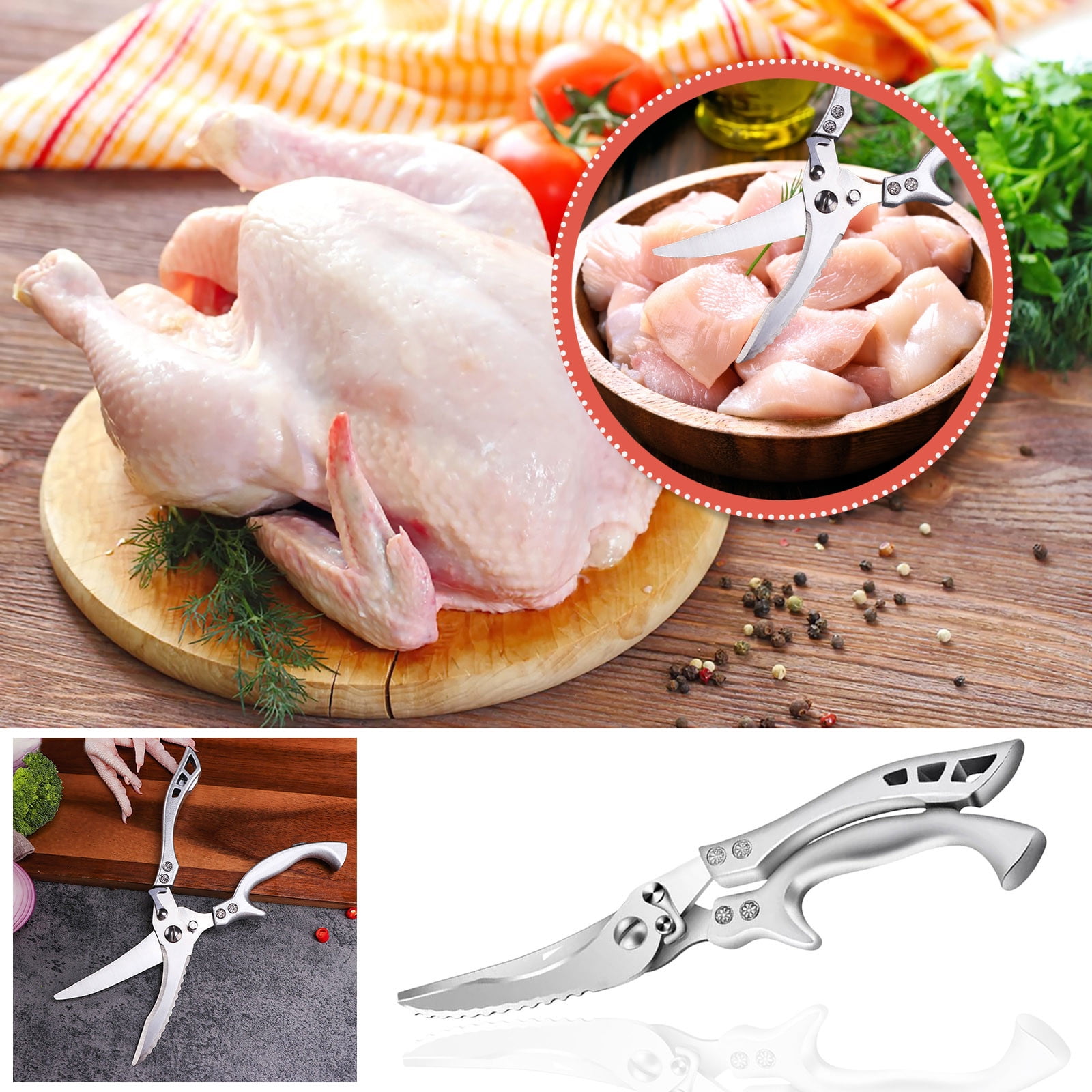 Latrodar Heavy Duty Stainless Steel Scissors，Chicken Scissors Kitchen ...