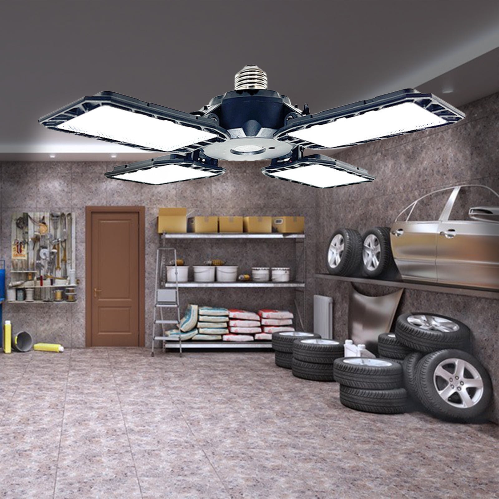 Latrodar LED Garage Lights, Deformable LED Garage Ceiling Lights With ...