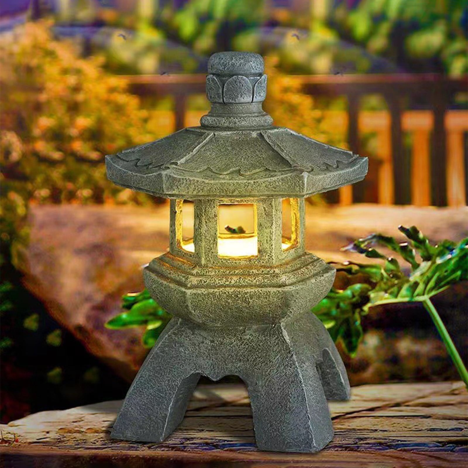 Latrodar Outdoor Pagoda Garden Statue, Solar Statue Garden Decoration ...