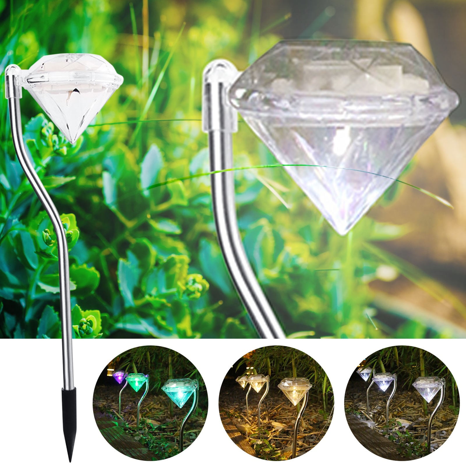 Latrodar Outdoor Solar Diamond Shape LED Light - Solar Power Warm White ...