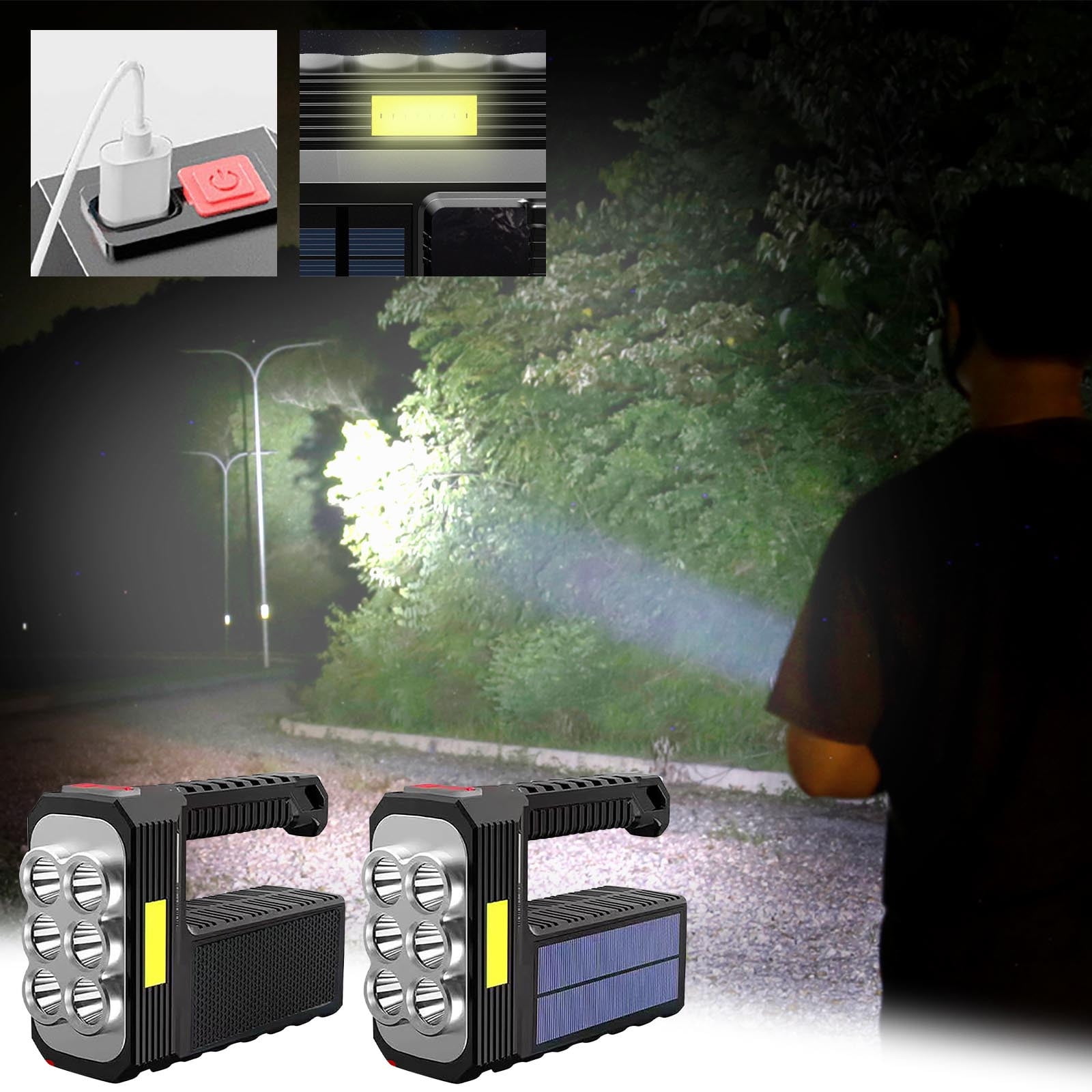 Latrodar Rechargeable 6 LED Handheld Solar Flashlight With COB ...