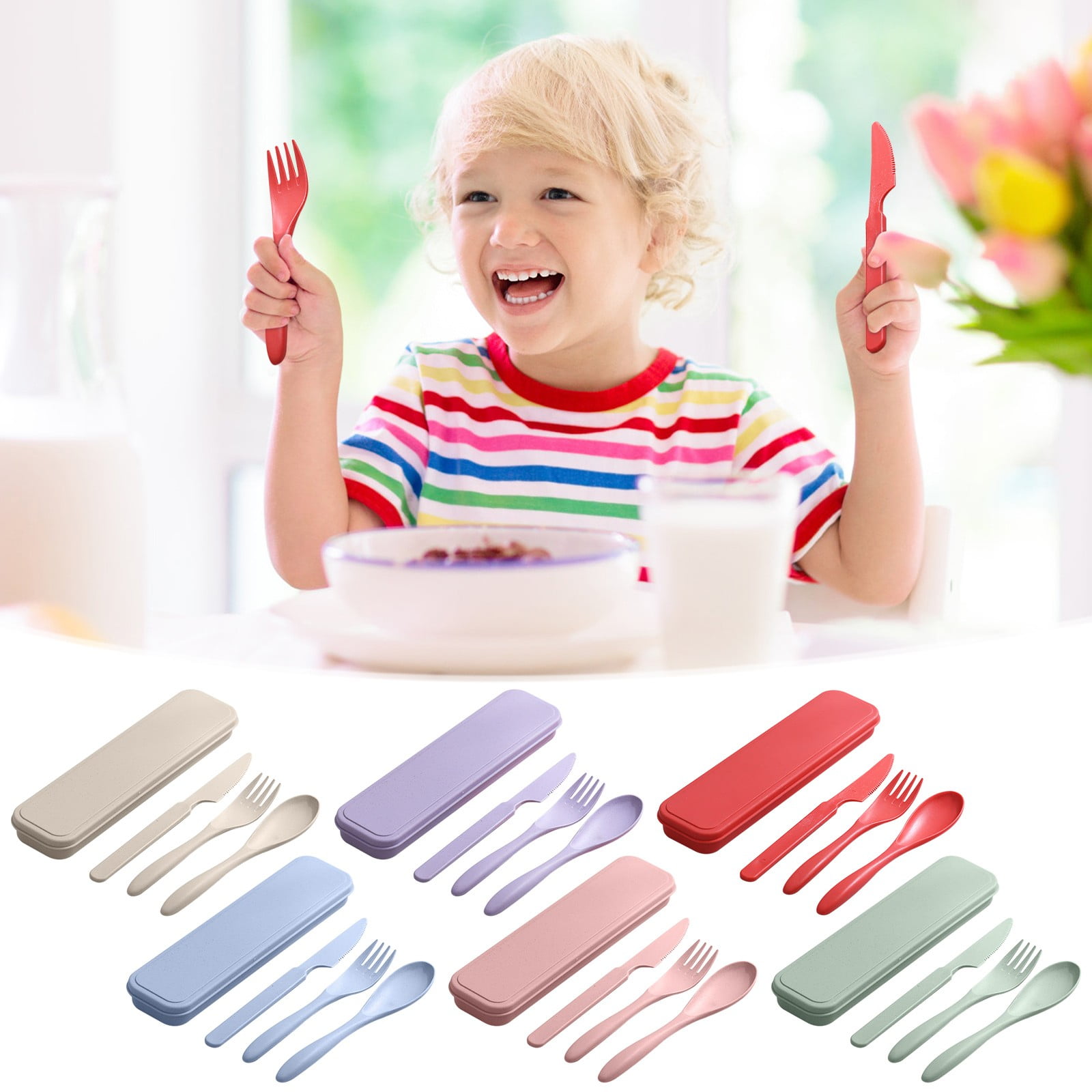 Latrodar Reusable Travel Utensils Set With Case Straw Camping Utensil ...