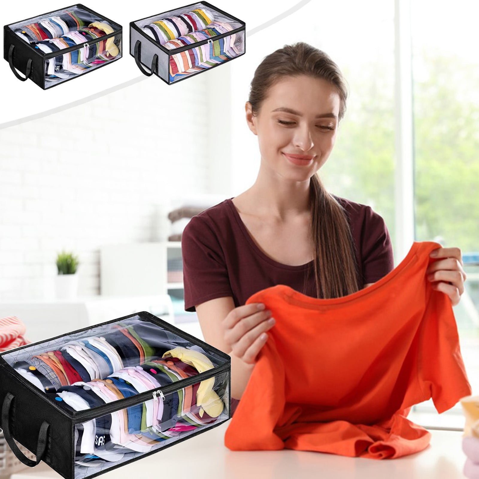 Latrodar Storage Containers for Clothes Double Zipper Travel Packing ...