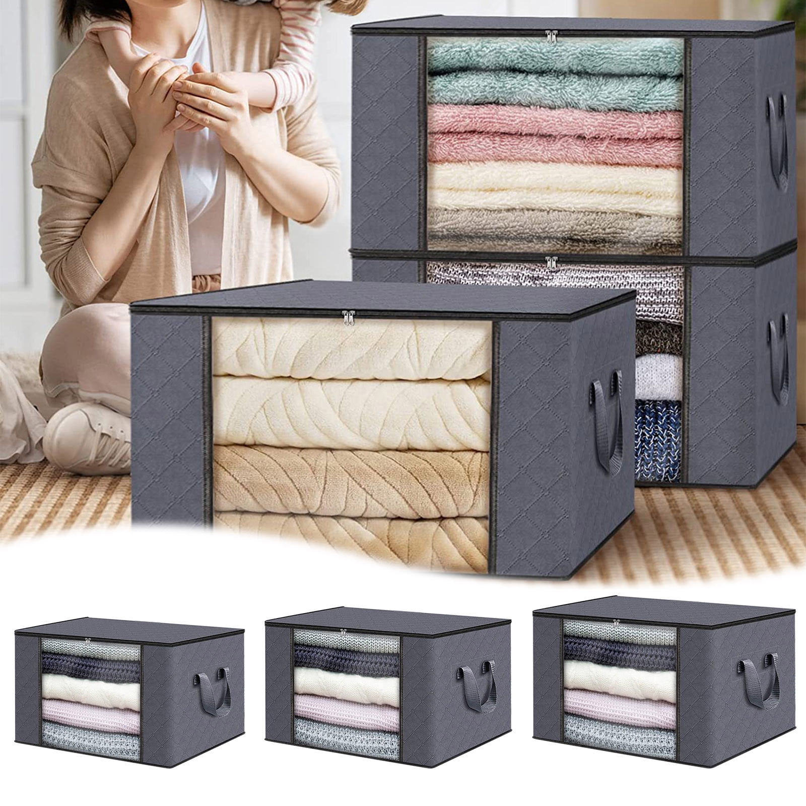 Latrodar Storage Containers with Lids Double Zipper Travel Organizer ...