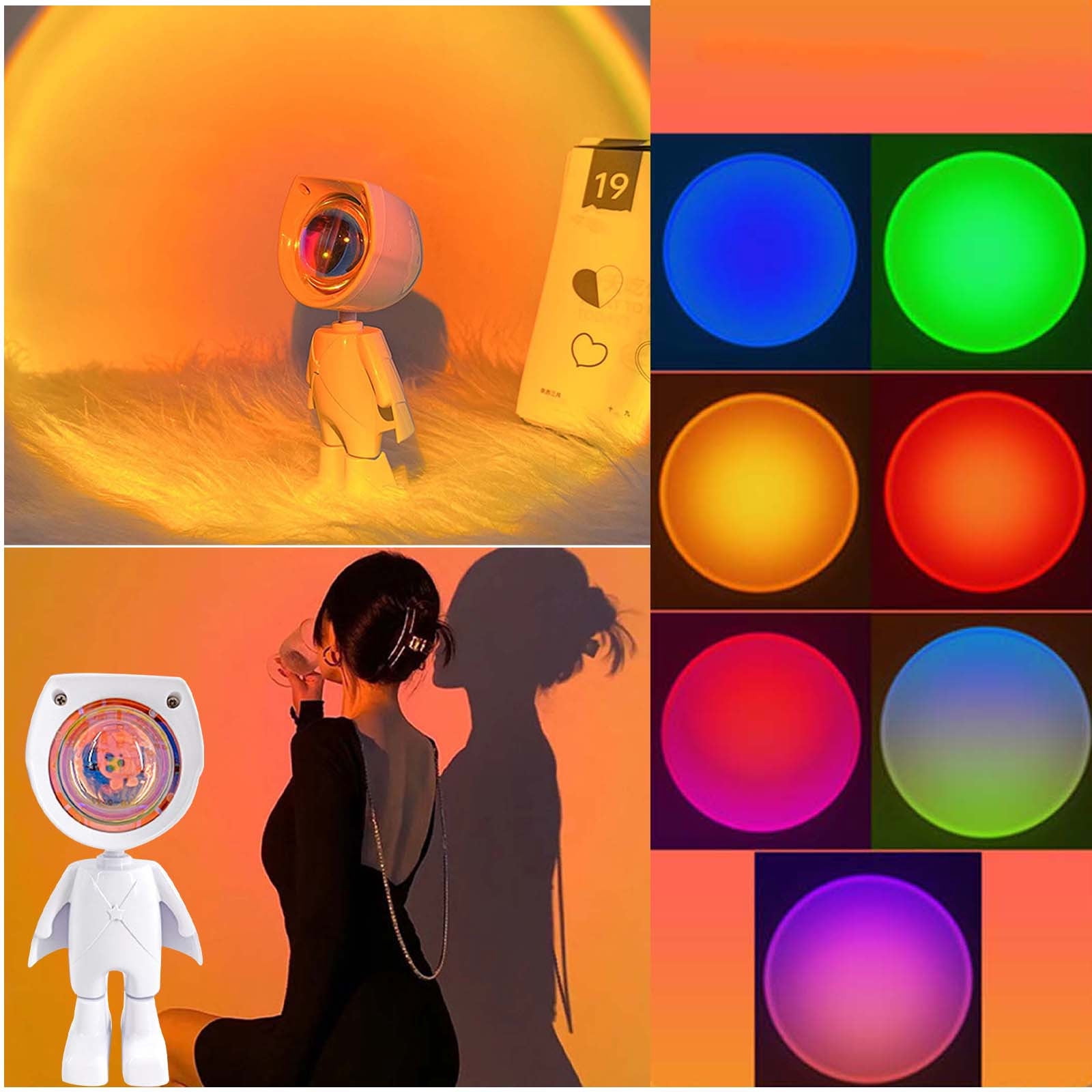 Latrodar Sunset Lamp Projector Led Lights For Bedroom Night Light RGB ...