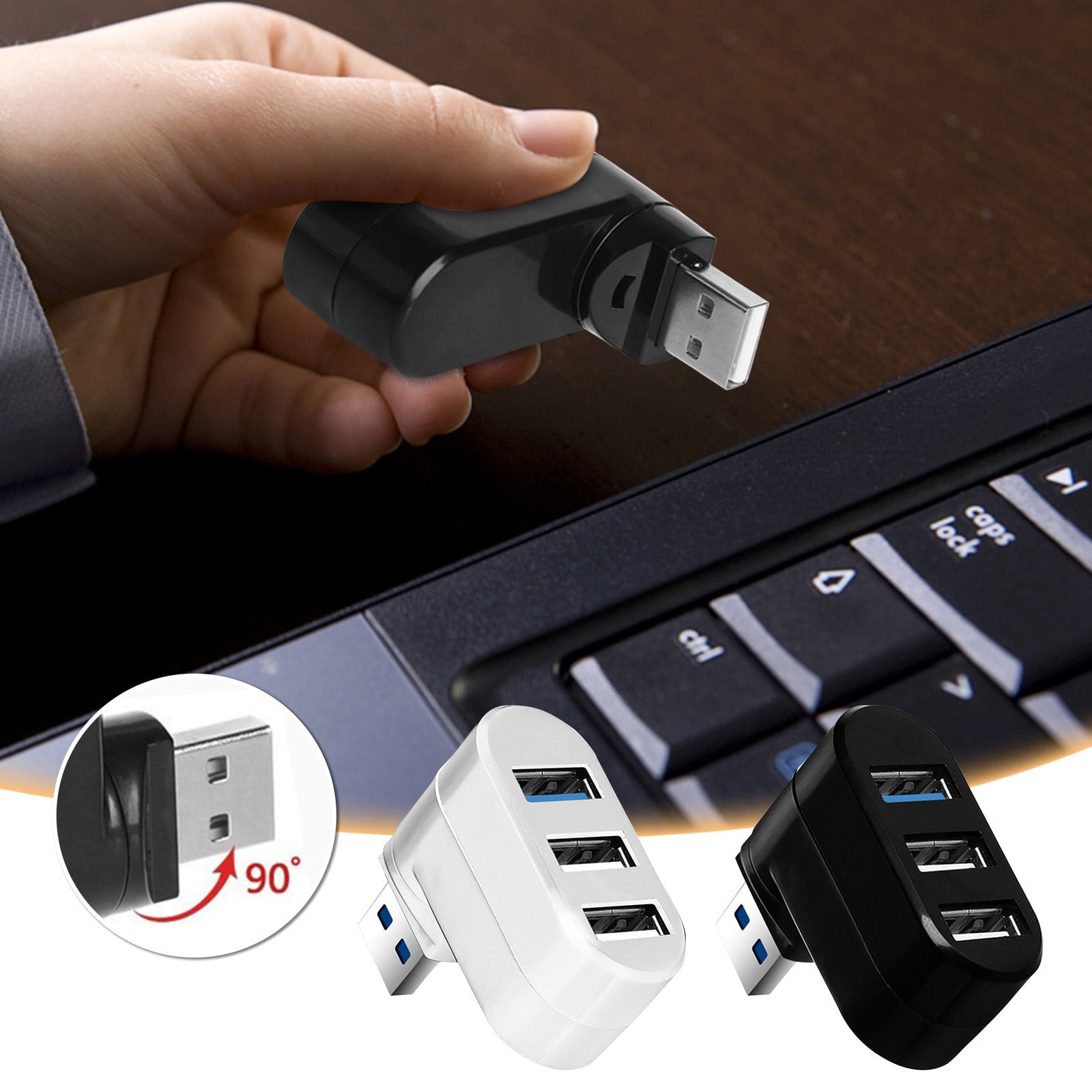 Latrodar USB 2.0 Three-port Hub 7-character Rotating HUB Three-port ...