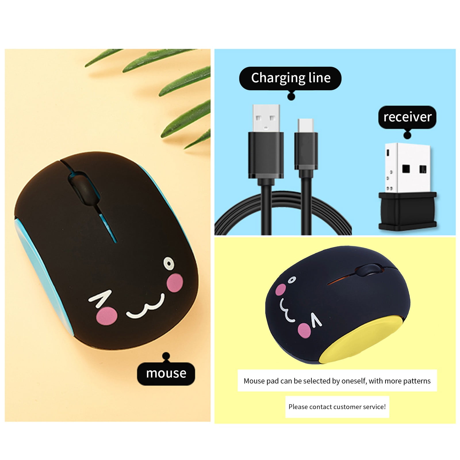 Latrodar USB Mouse Wireless Silent Mouse for Laptop Rechargeable Cute ...